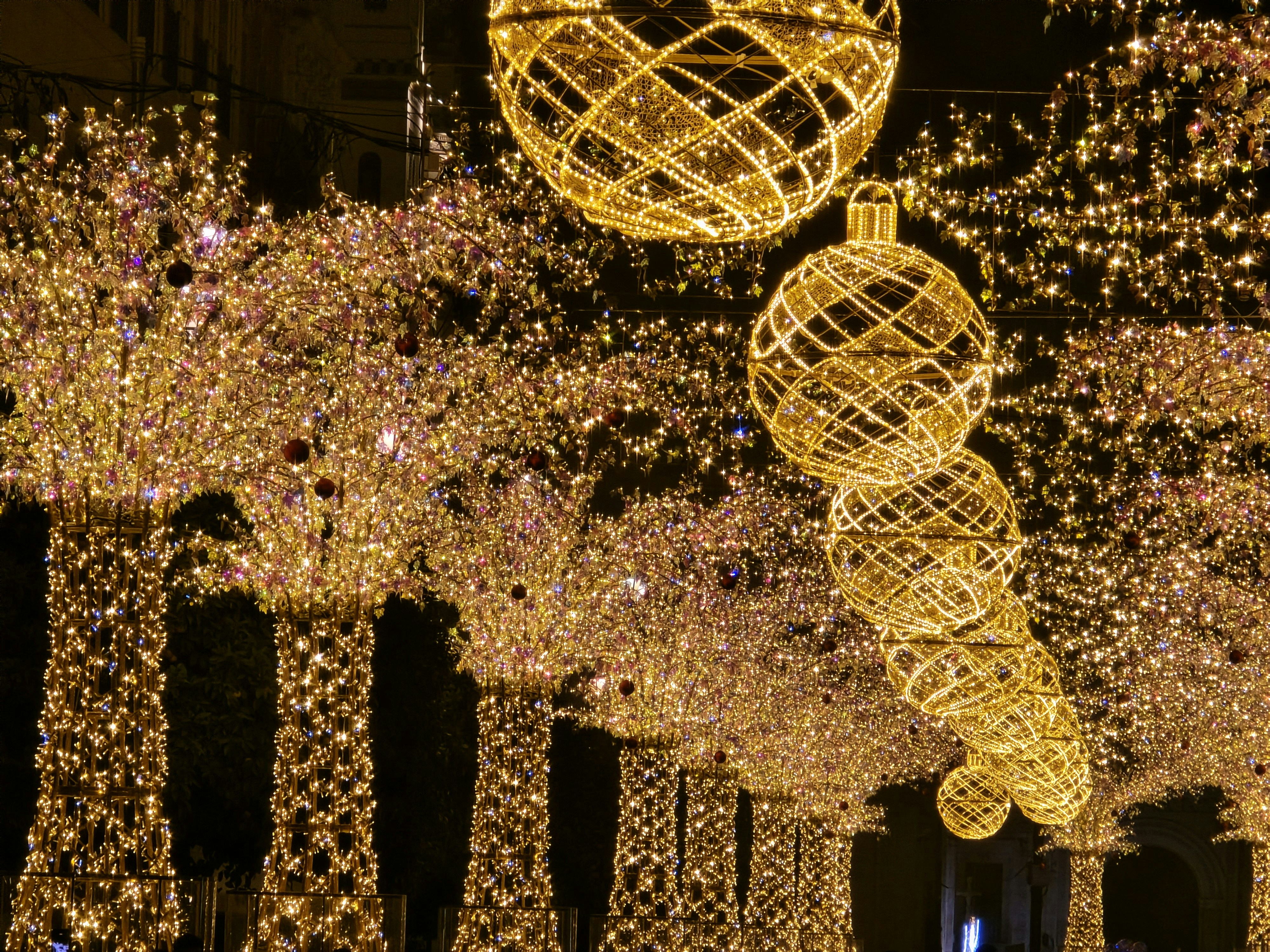 Glowing Orbs Over a Velvet Night: Holiday Lights Alley