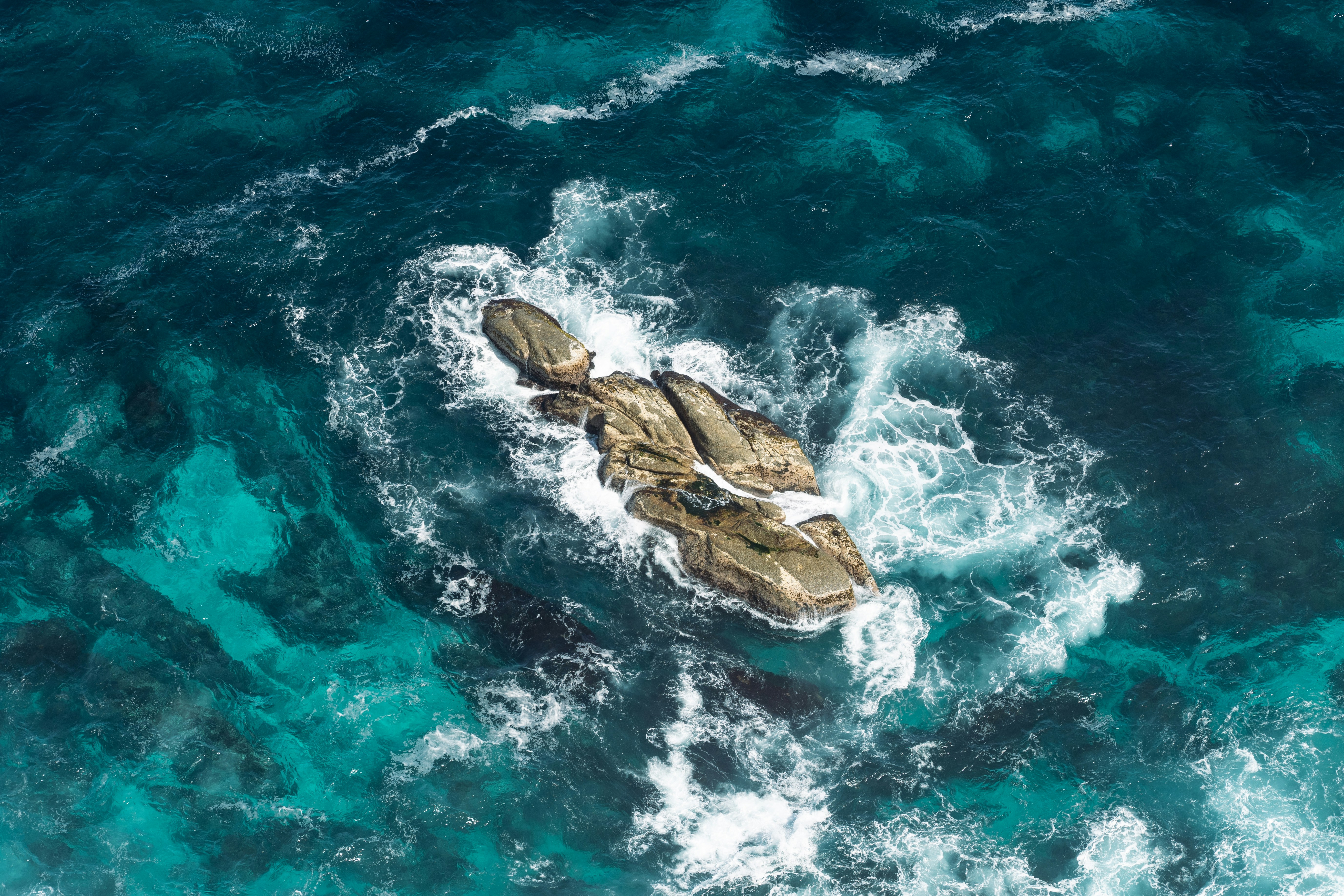 Isolated Reef: Aerial White Noise Circling a Sea-Stone
