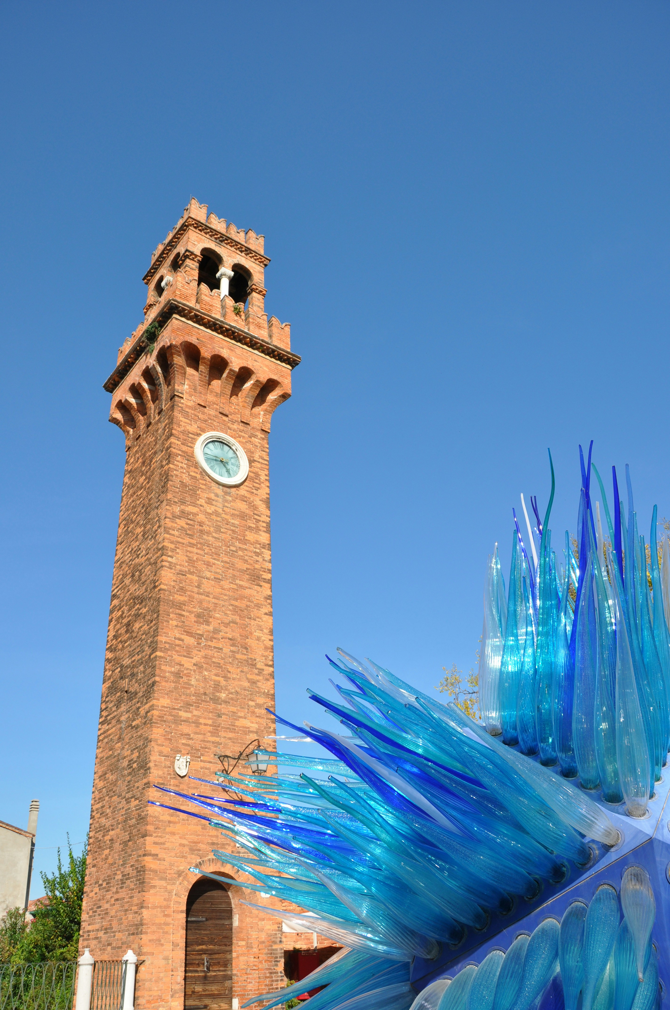 Brick Clock Tower meet the Sea of Glass: Blue Spikes at the Gallery