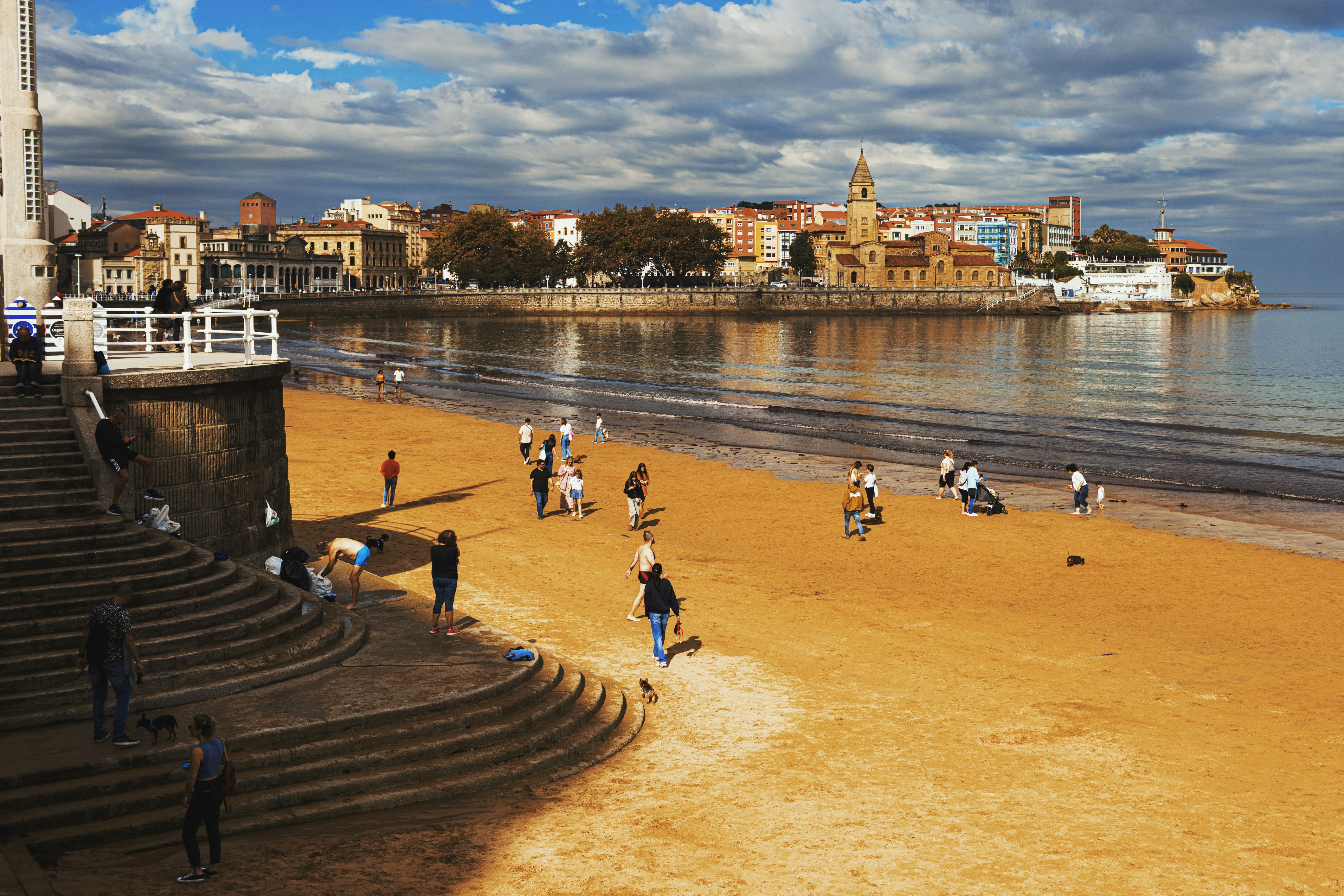 Sunlit Beachfront Gallery: A Coastal Town's Quiet Activity