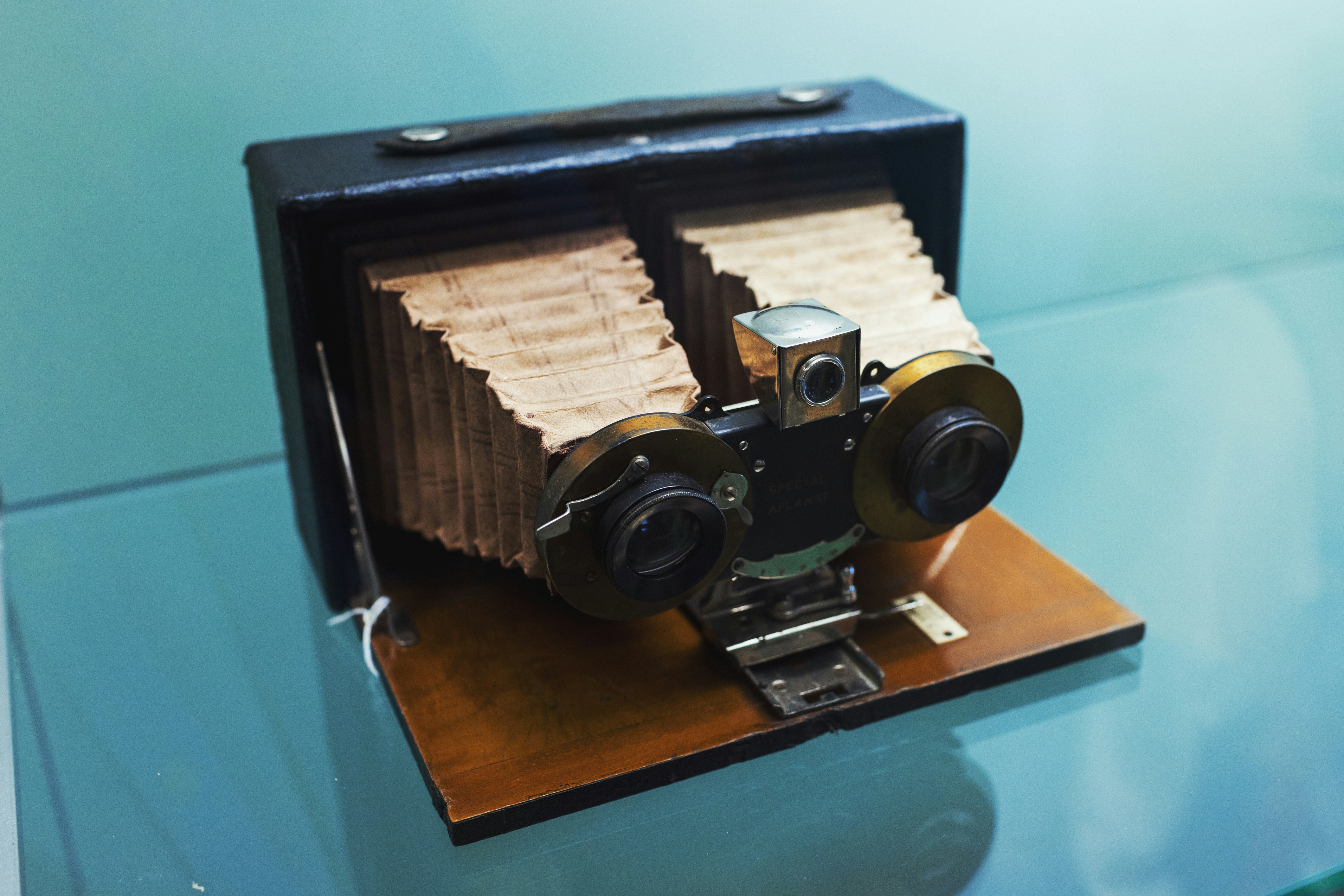 Folded-film portrait in a vintage twin-lens camera