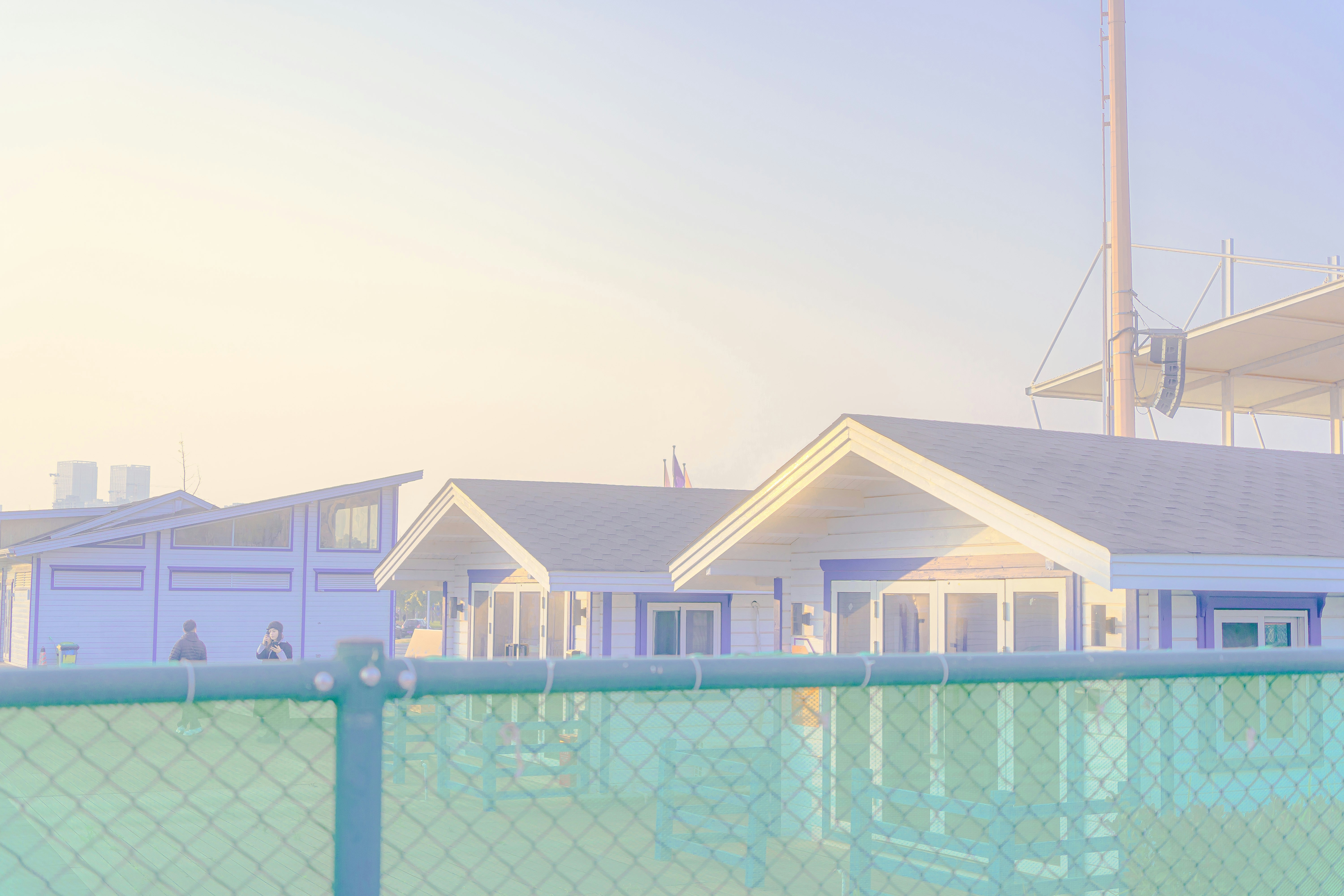 Sunlit Marina Homes Drenched in Morning Haze