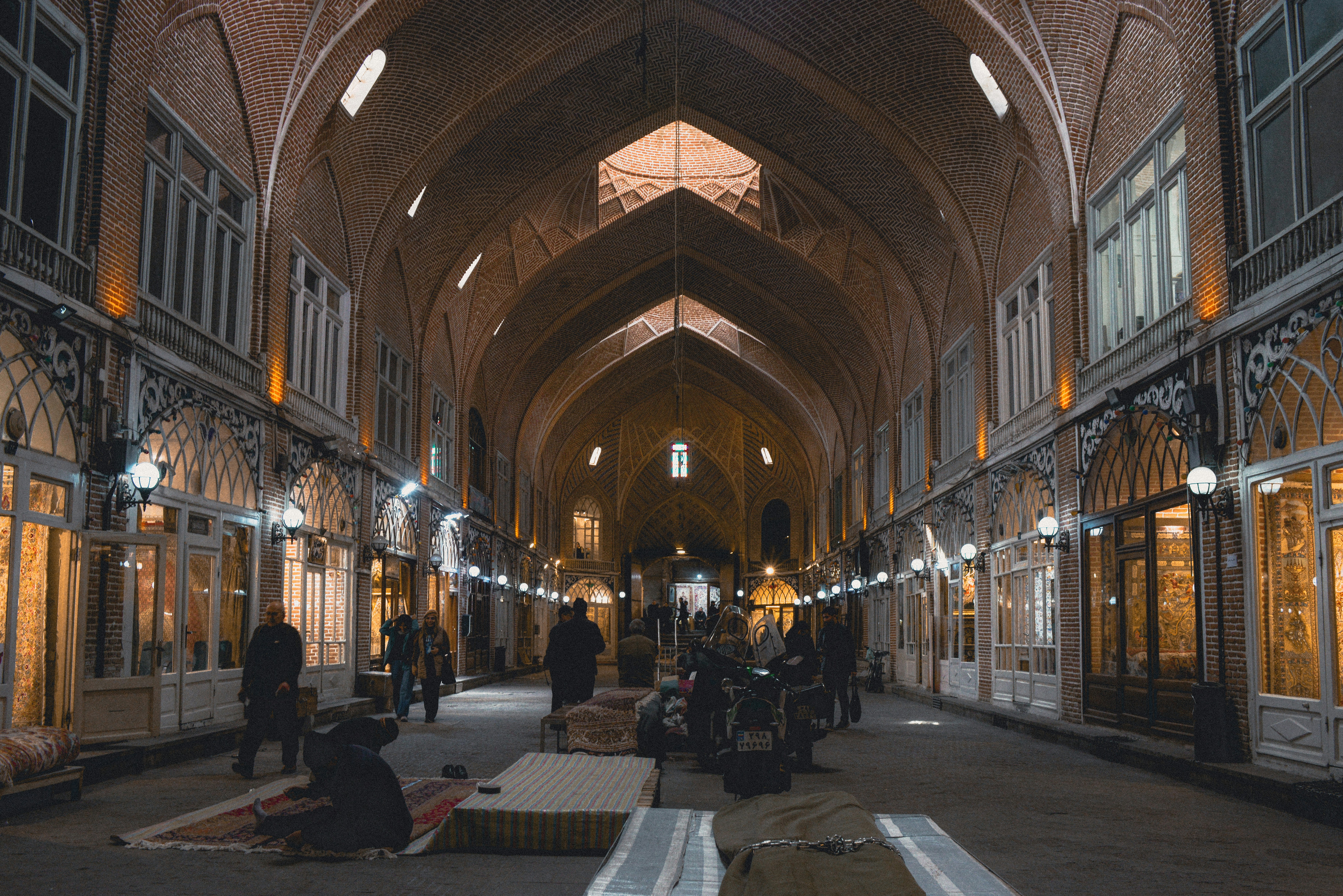 Archway Market Within a Dimly Lit Arcaded Hall