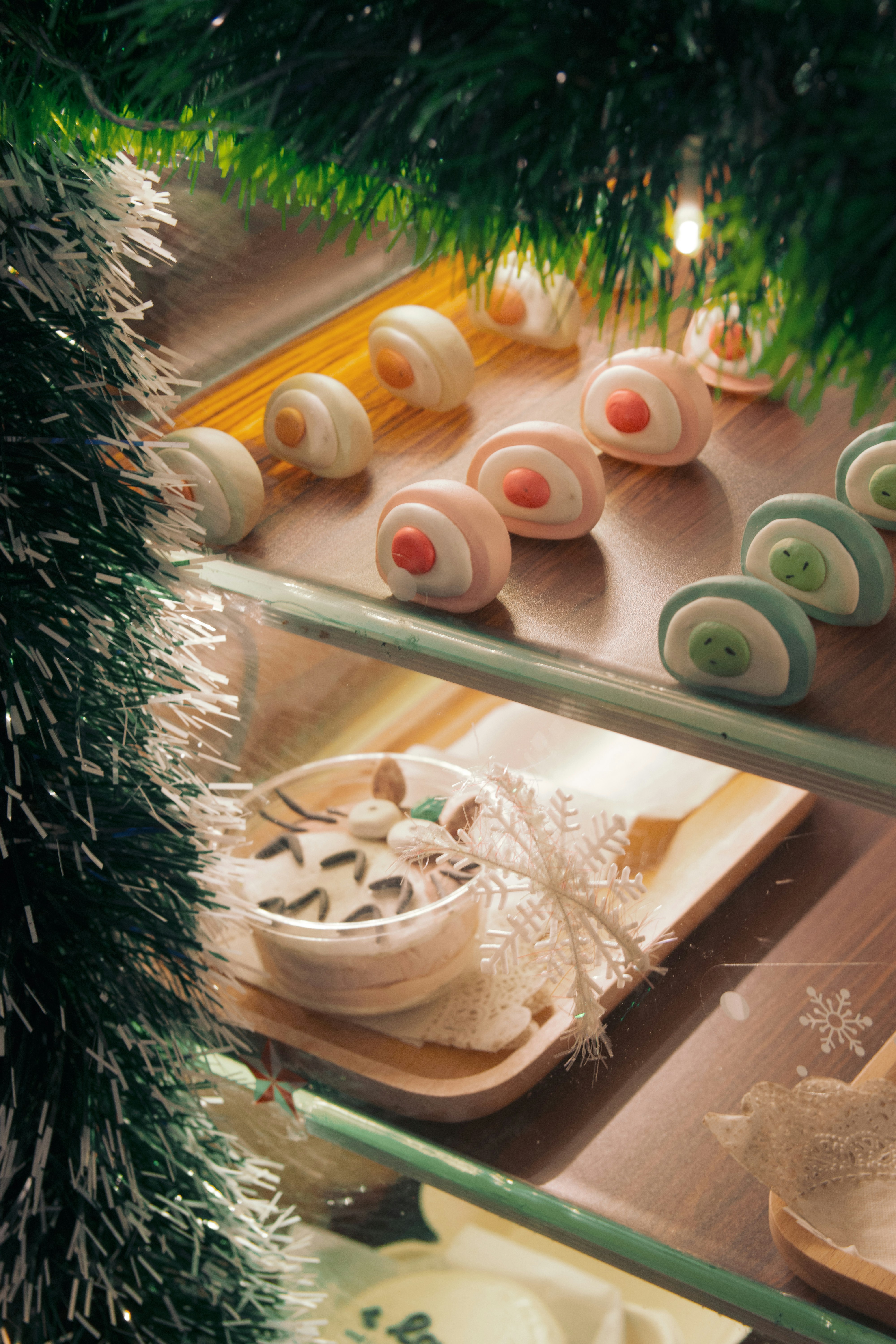 Festive confections under a spruce glow
