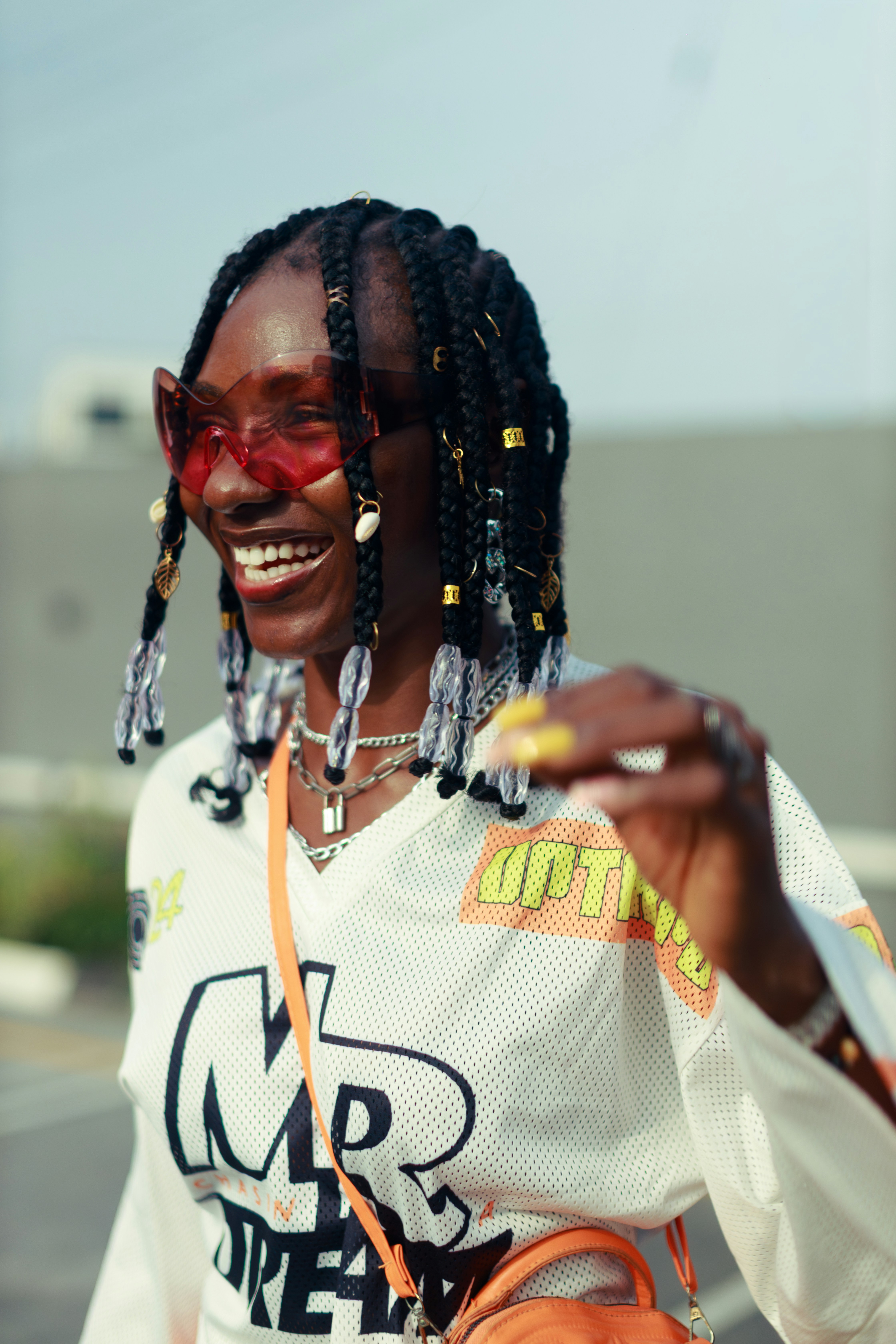 Joyful Portrait in Sporty Streetwear