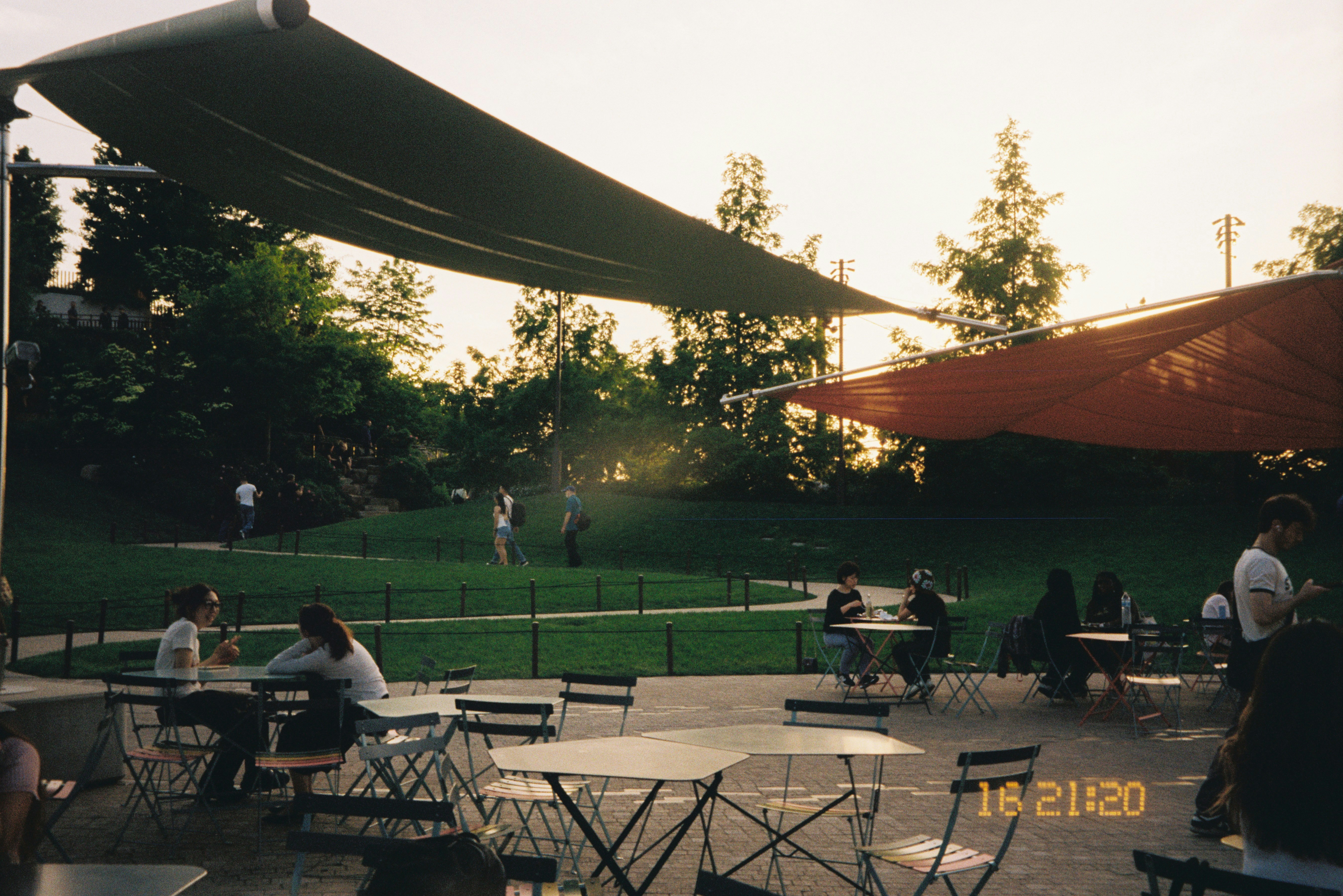 Sunlit Courtyard Café in the Late Afternoon