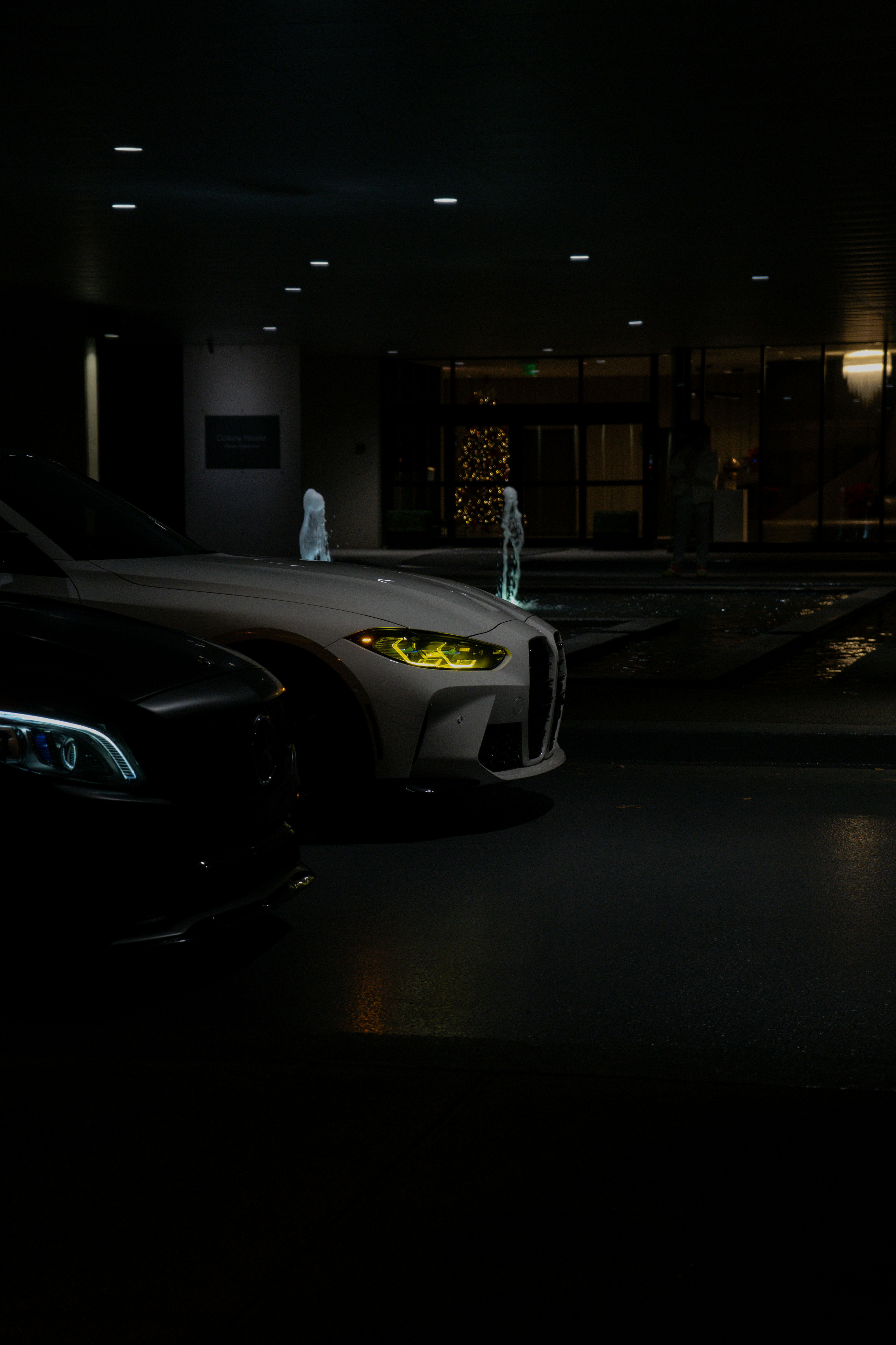 Headlights of Nightfall: A Quiet Turn by the Hotel Drive