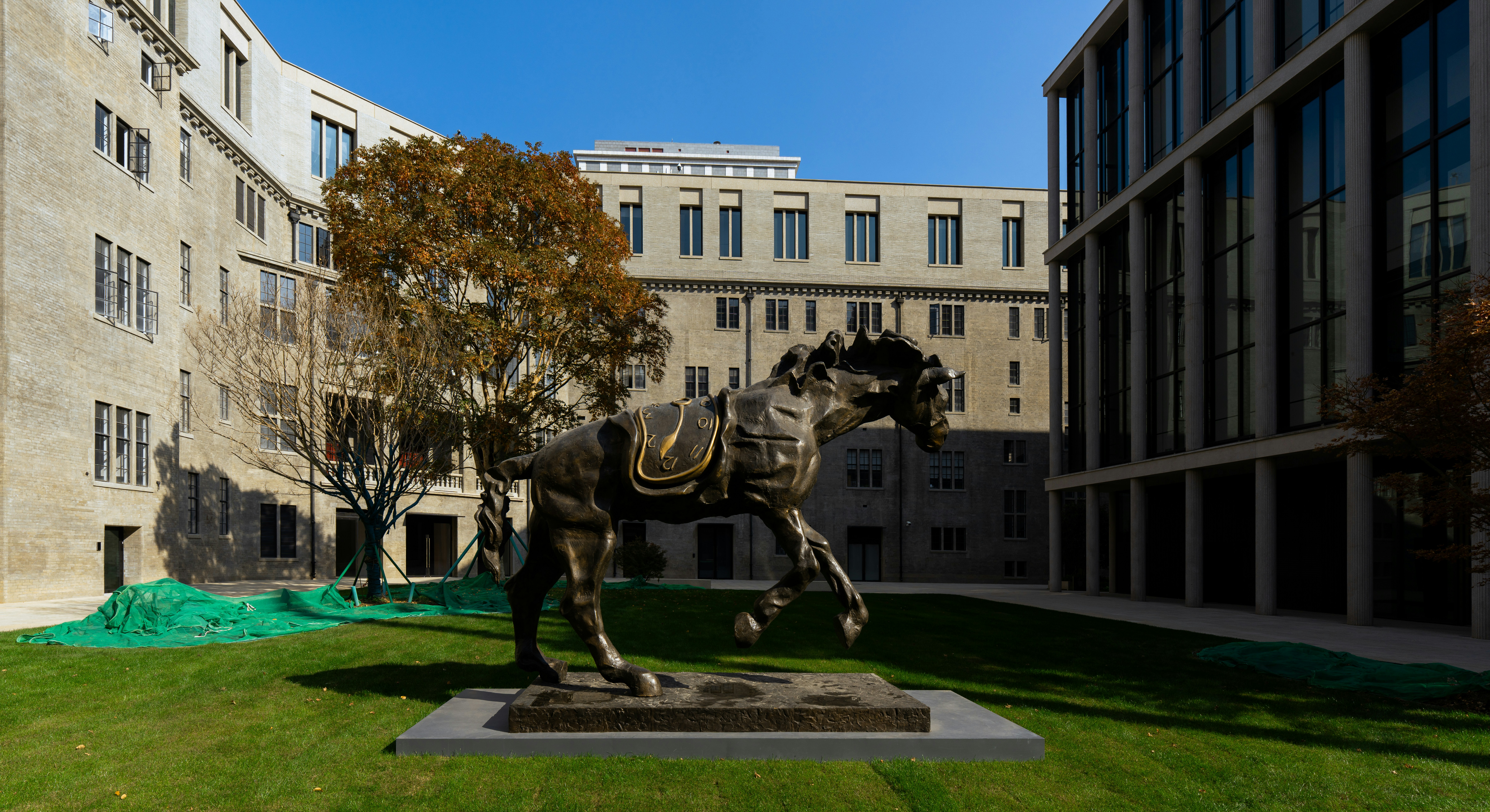 Bronze Stallion on a Campus Green