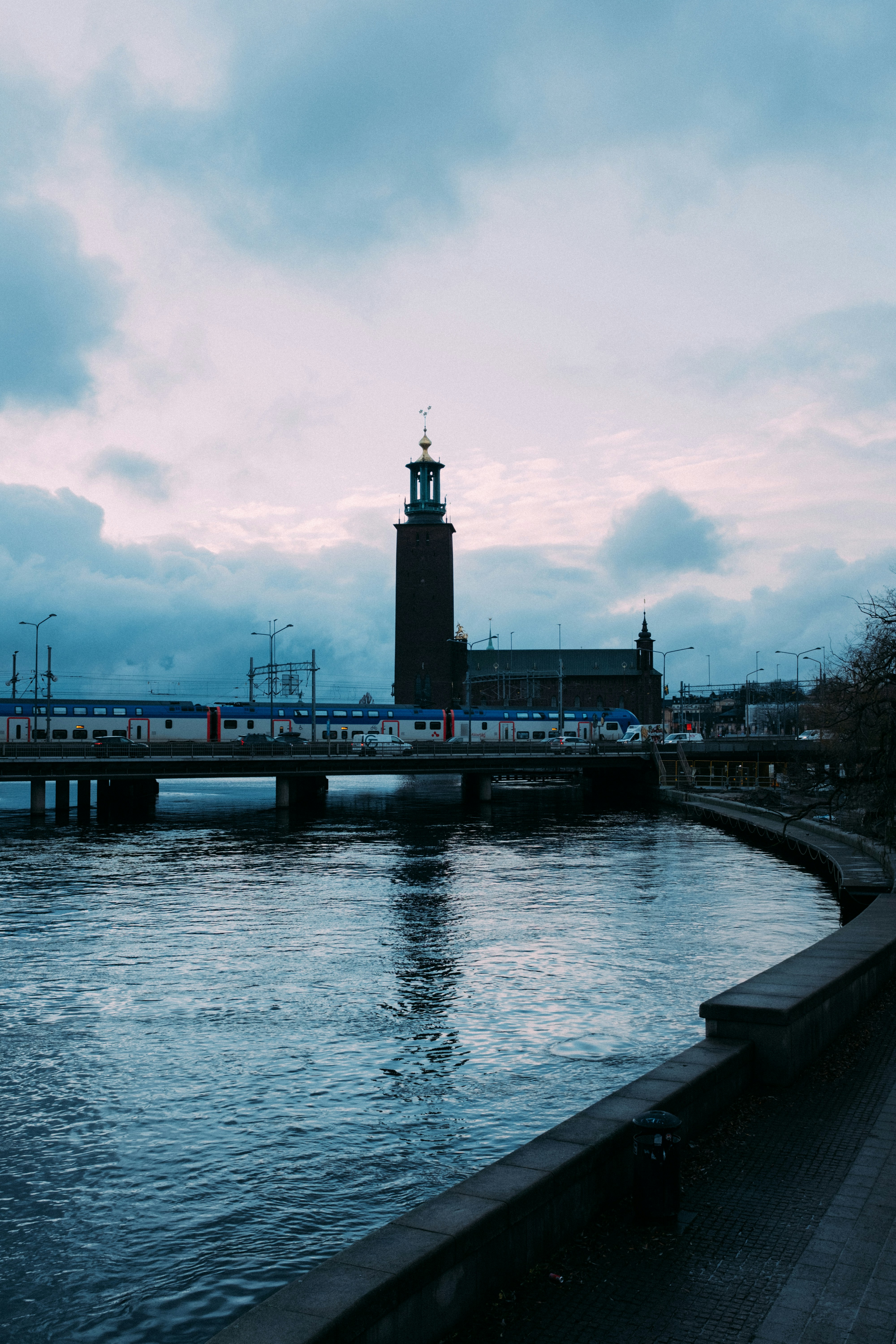 Harbor Clock Tower Silhouette at Dusk