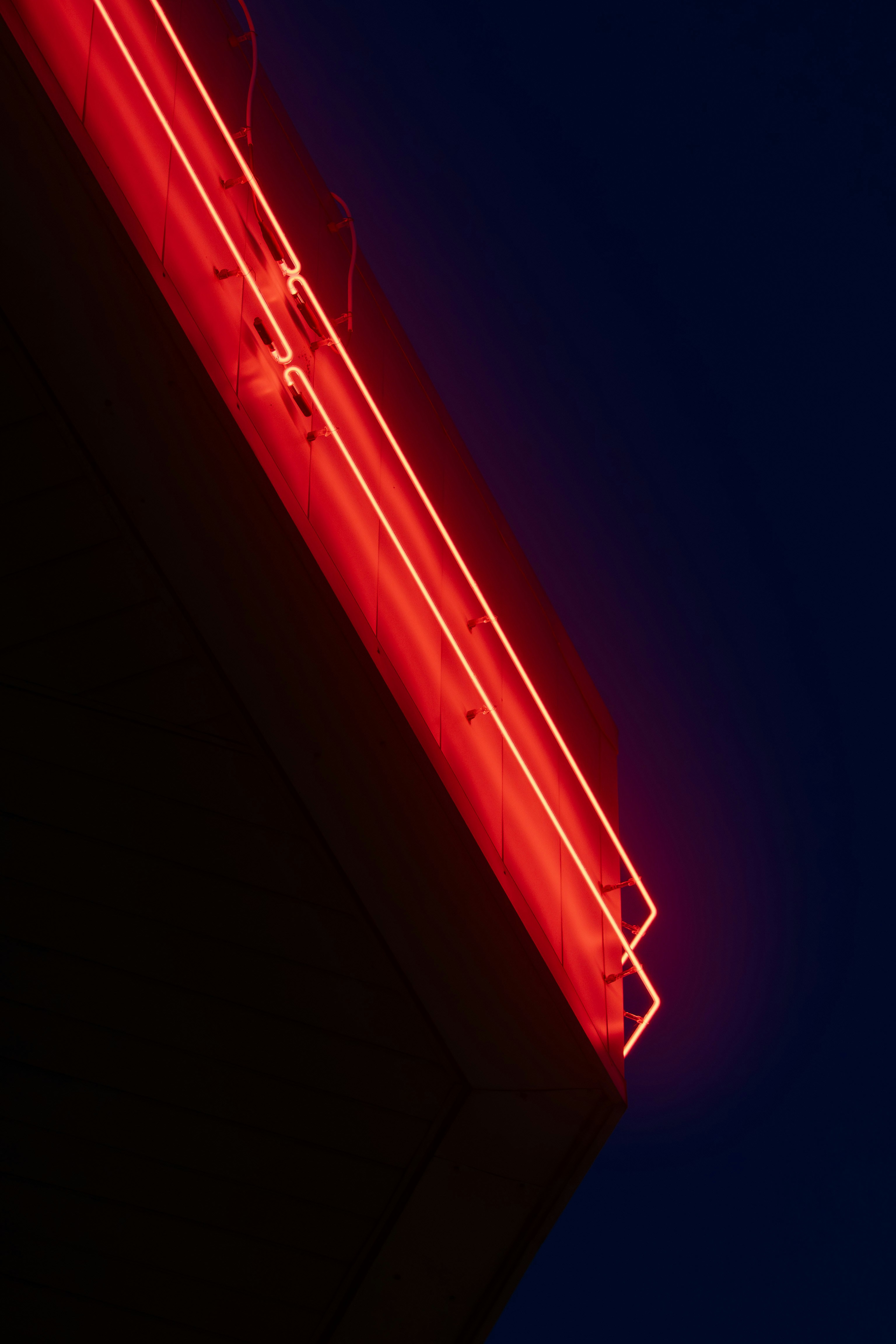 Night lighting with red neon glowing