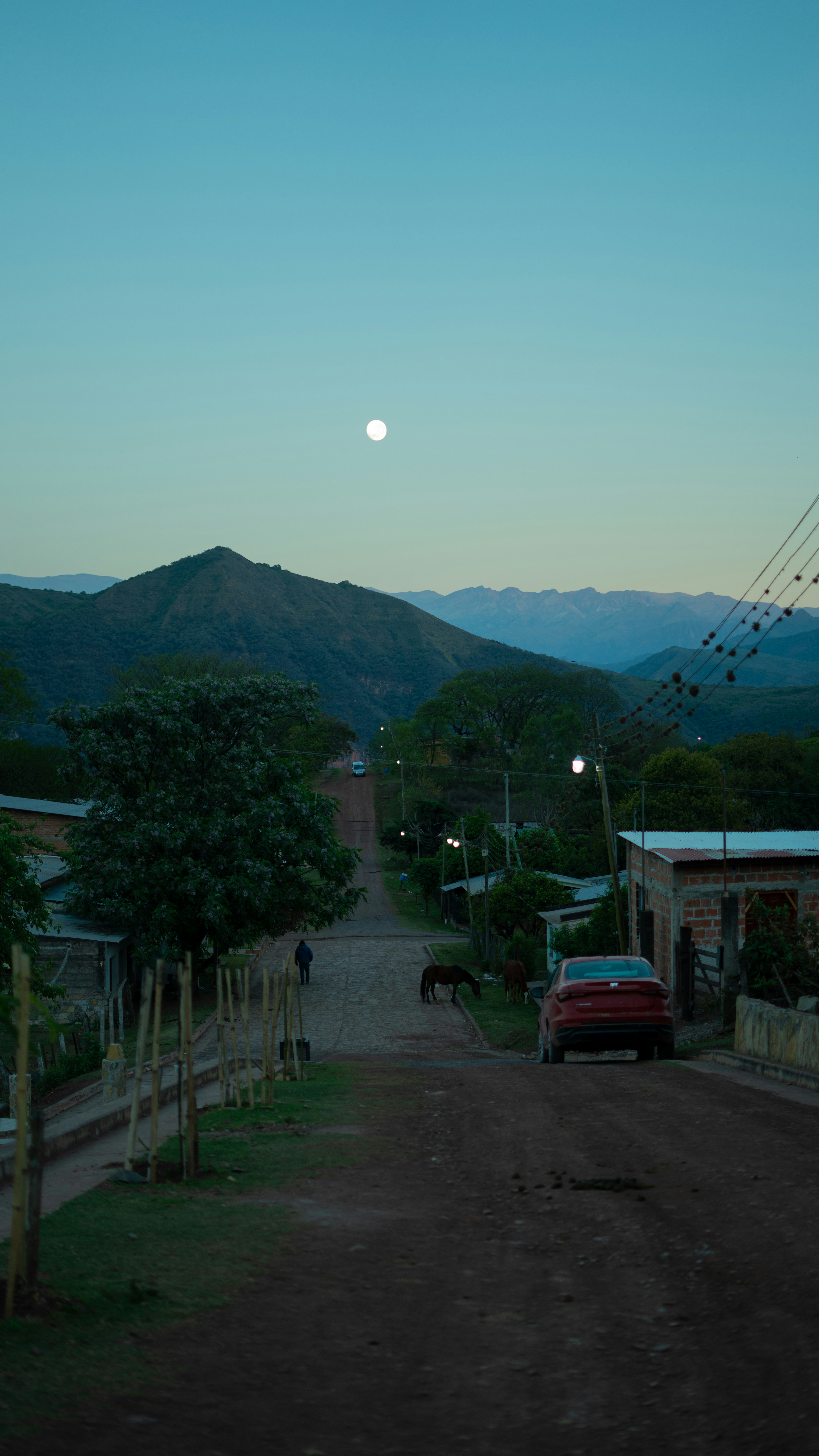 Moonlit Main Street Over the Hills