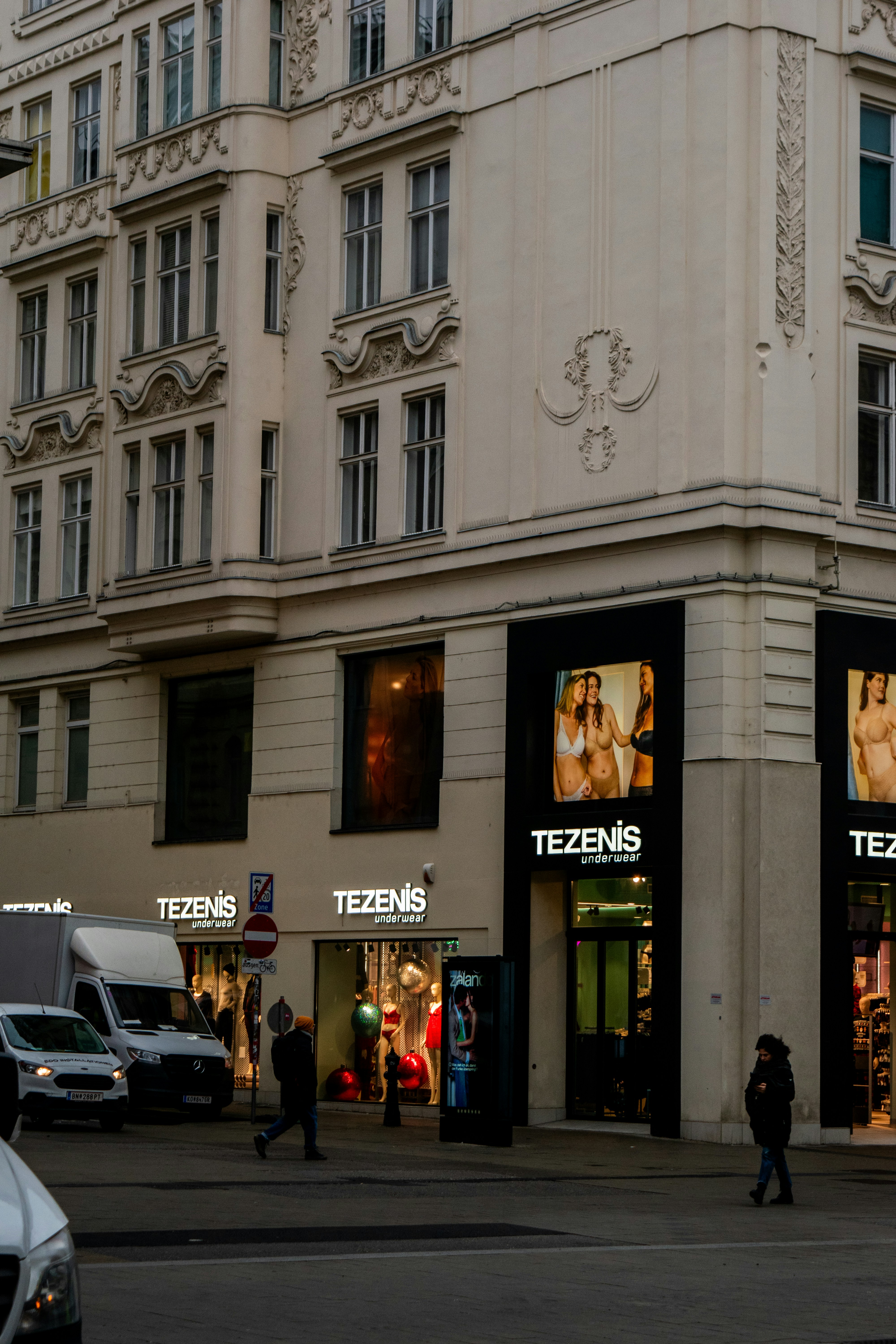 Corner building with tezenis store and street view. photo – Free ...