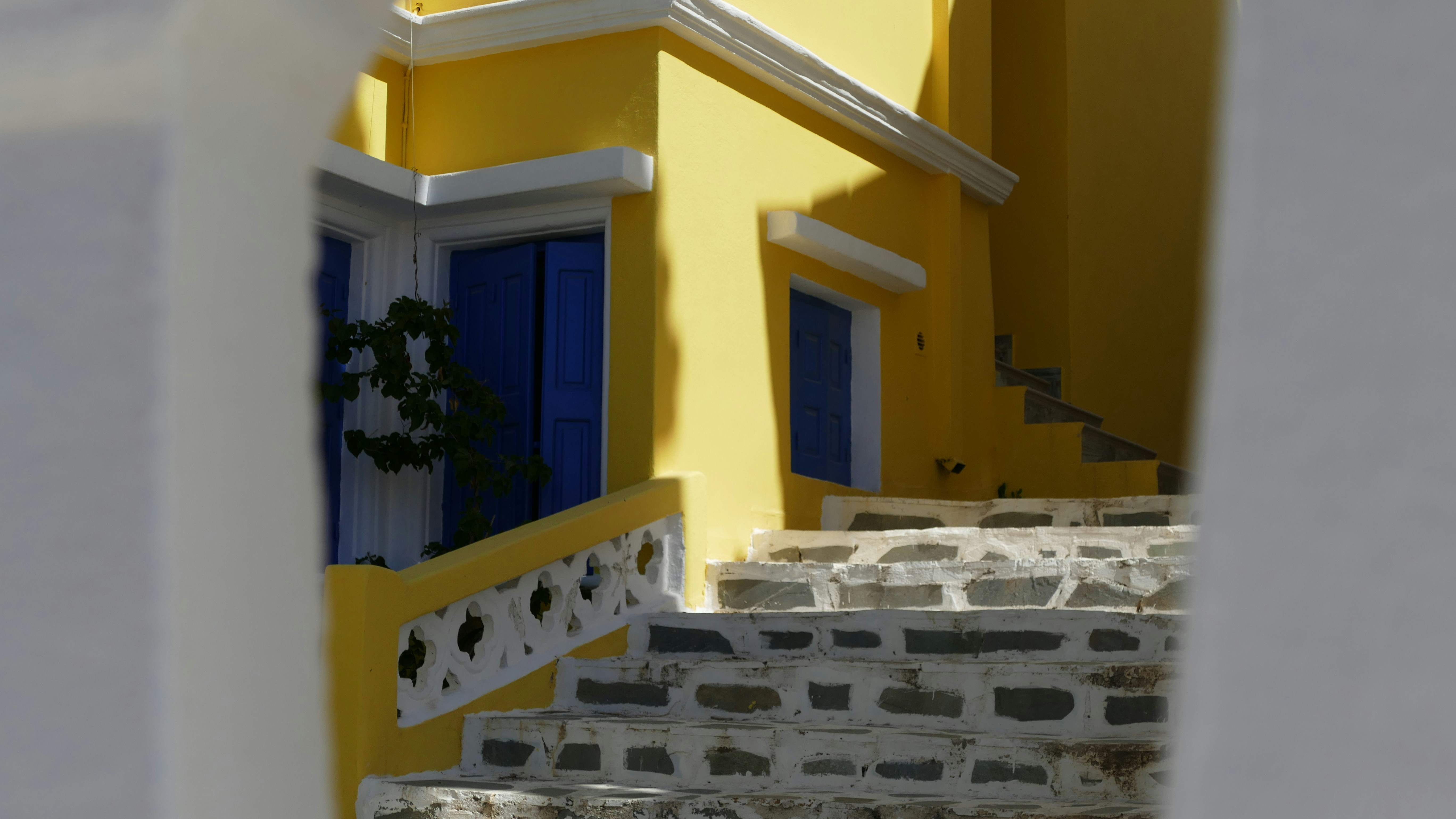 Yellow building and stairways at Karpathos