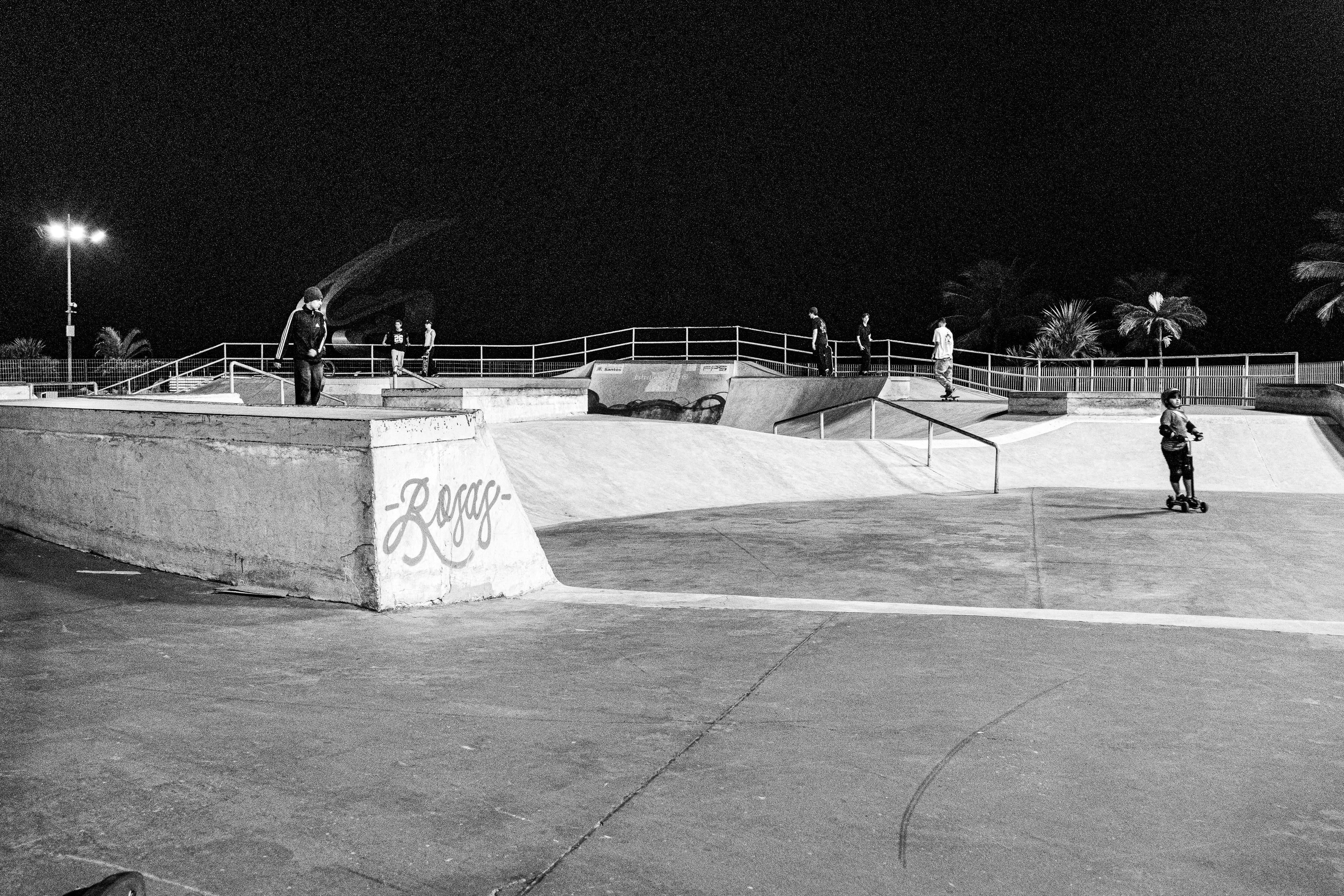 Nighttime Skatepark Silhouette