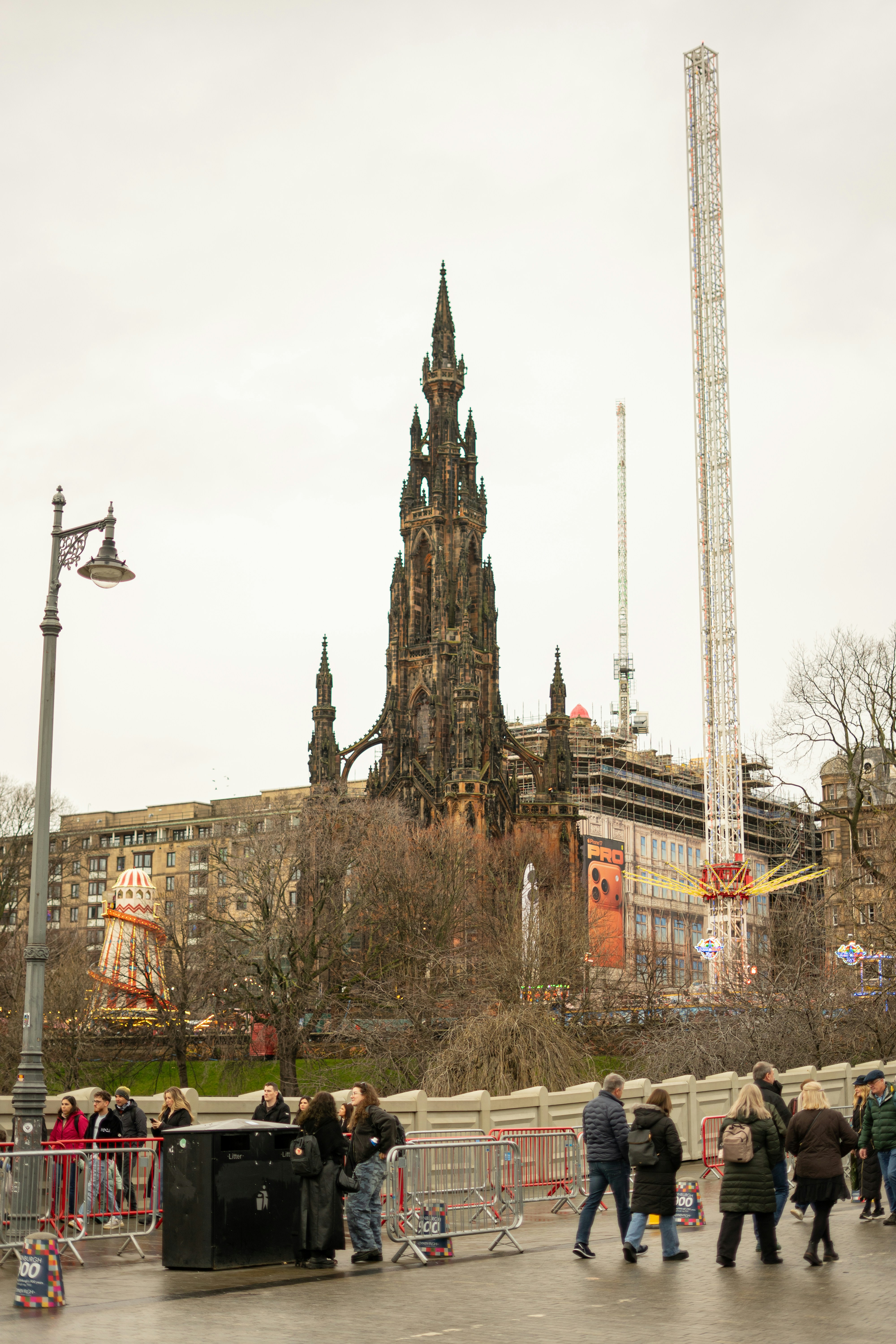 Gothic Spire Amid City Buzz