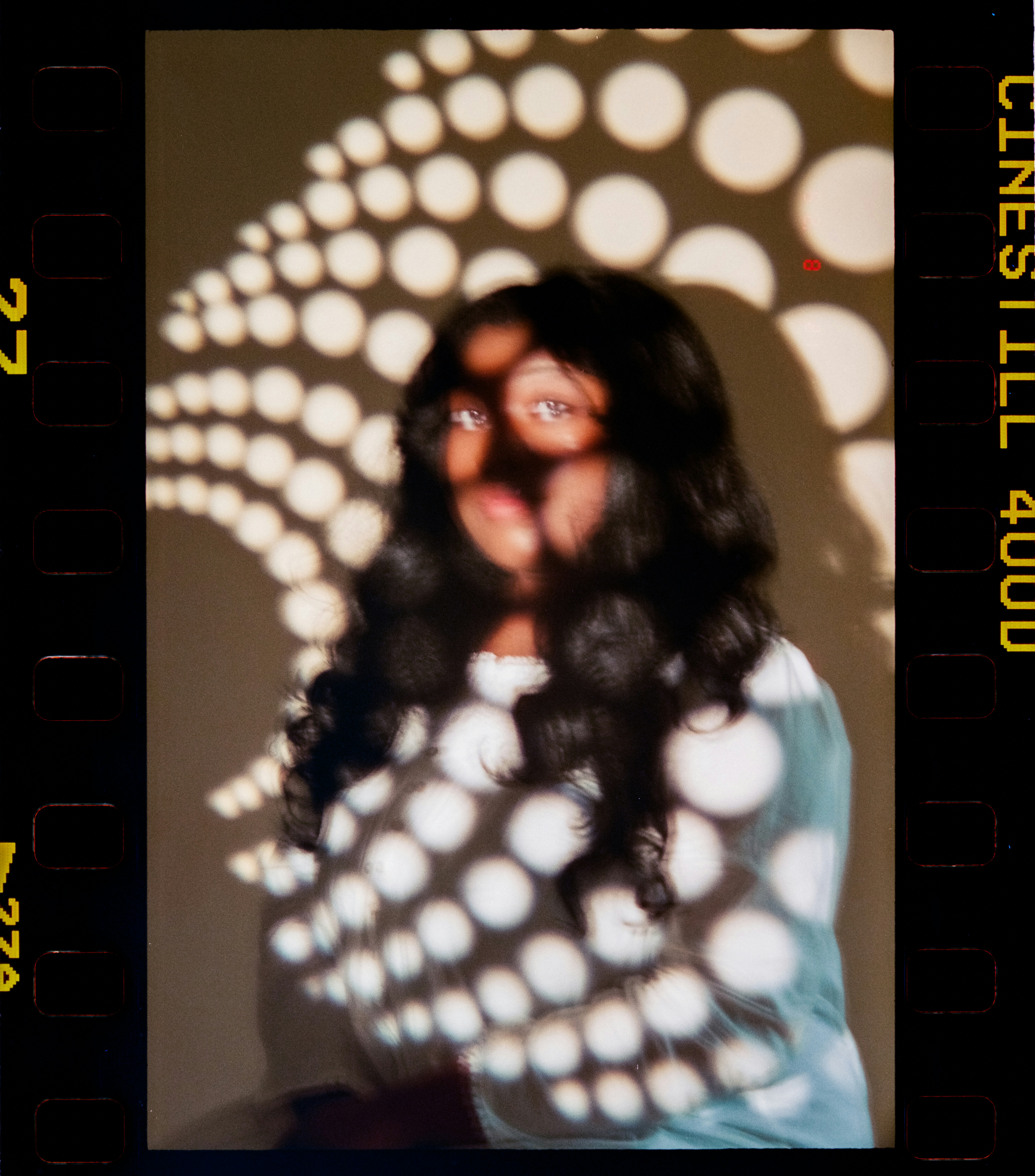 Spotlight Mosaic: Portrait Wrapped in Halos of Light Orbs