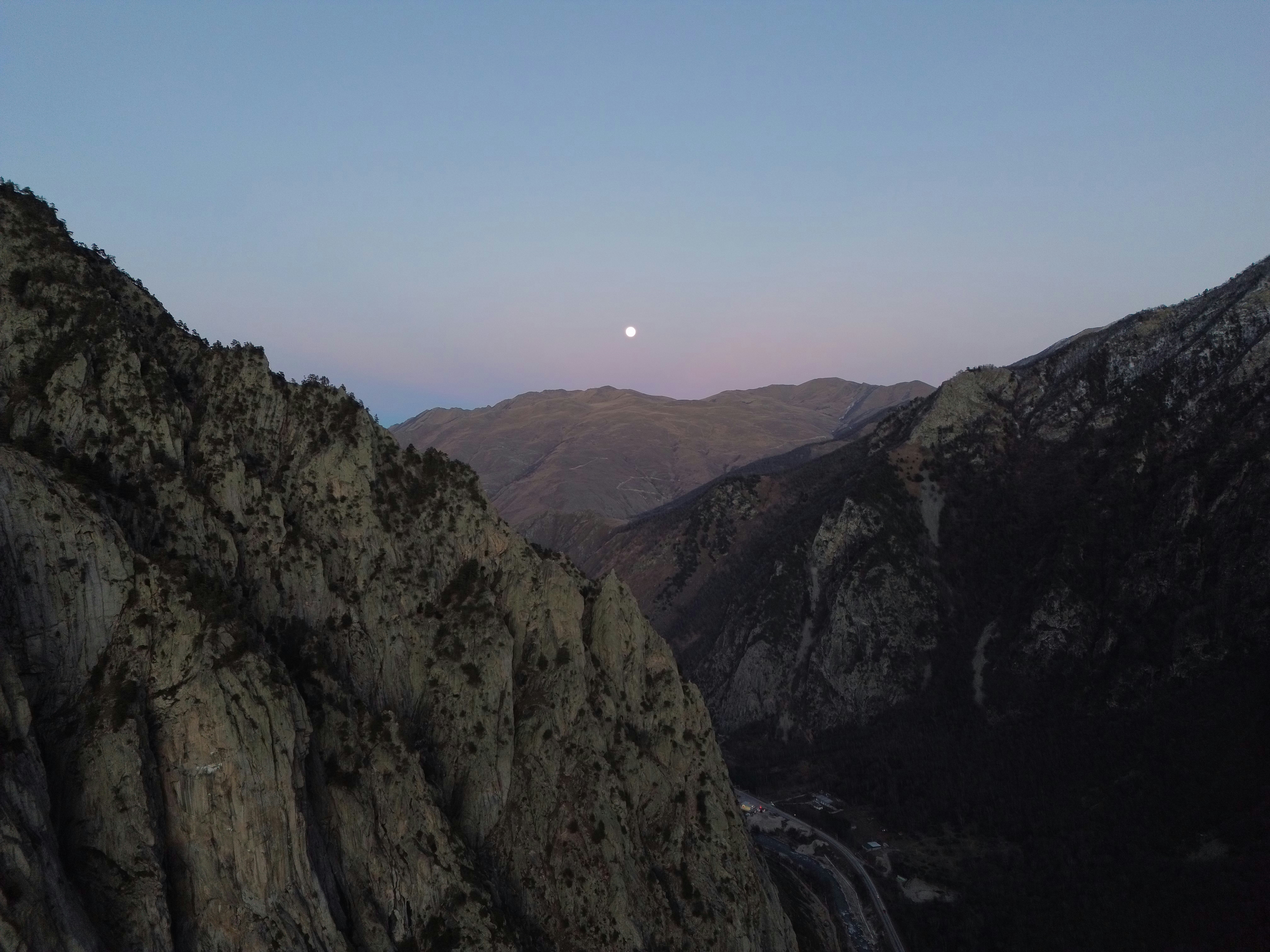 Moonlit Sierra: Moon Above the Carved Valleys