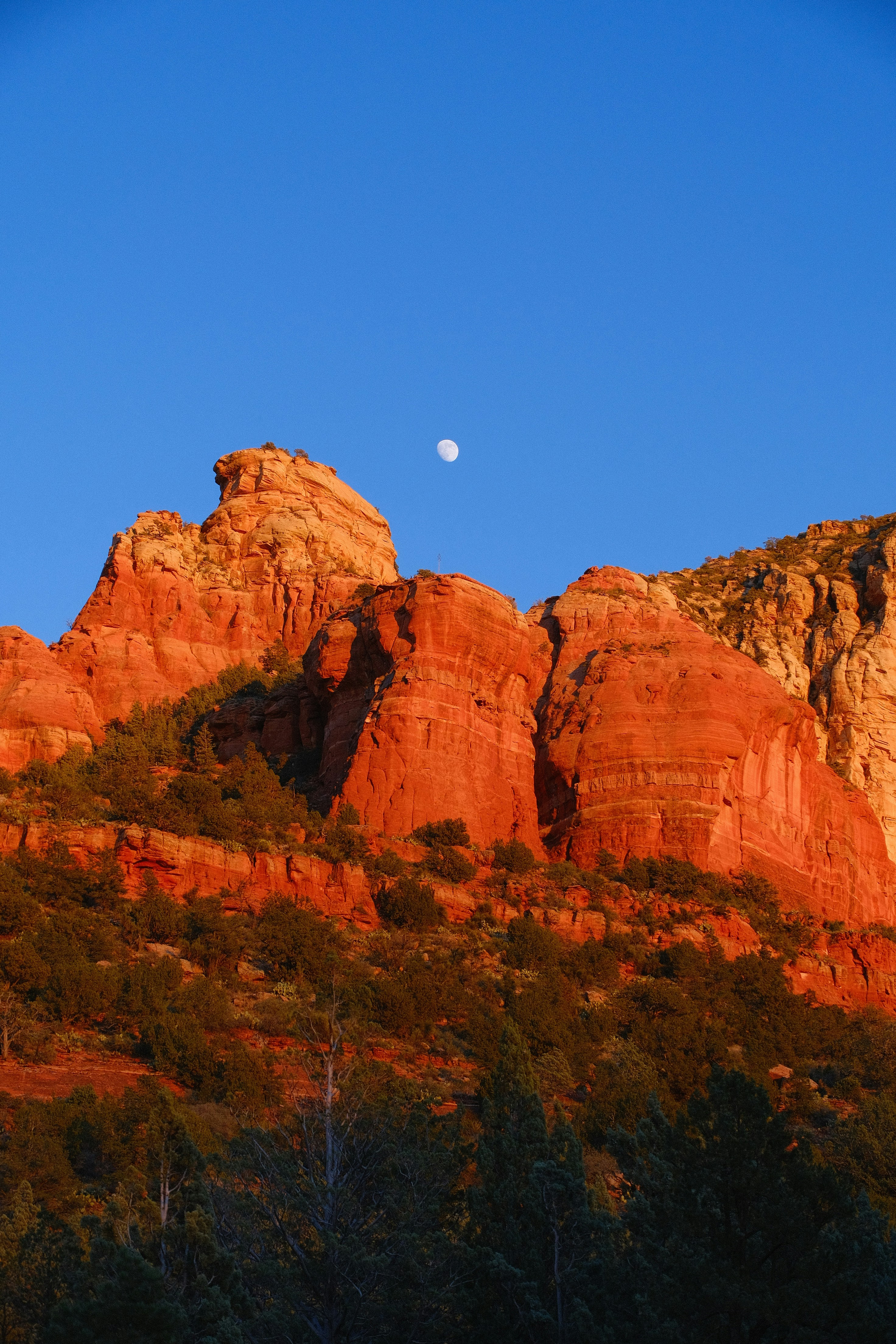 Moon Over Flame-topped Cliffs