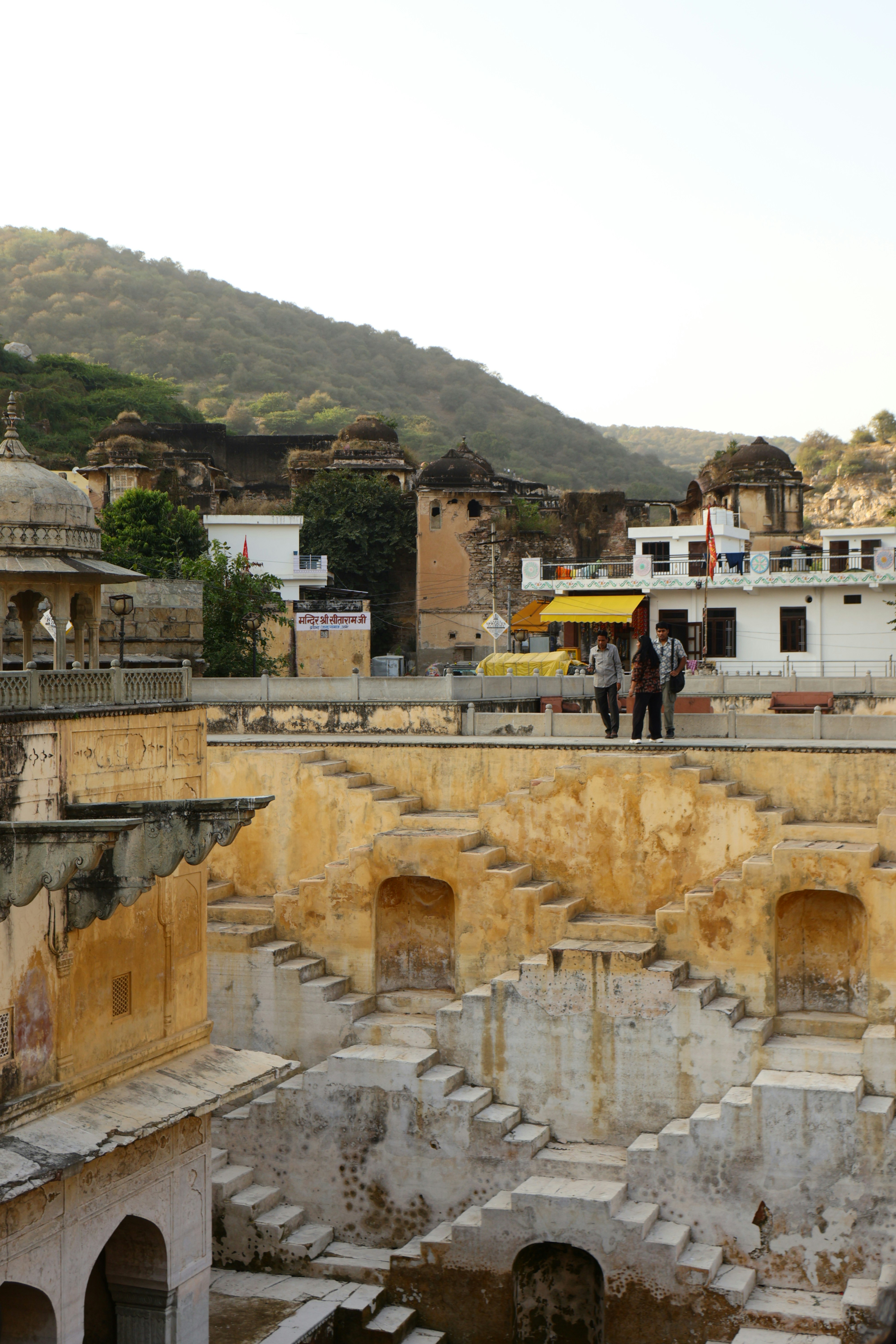 A view of symetrical stepwell called Panna Meena ka Kund situated in Amer, Jaipur near Amer palace. The stepwell is a popular filming location and has beautiful symertical steps that go all the way down.
