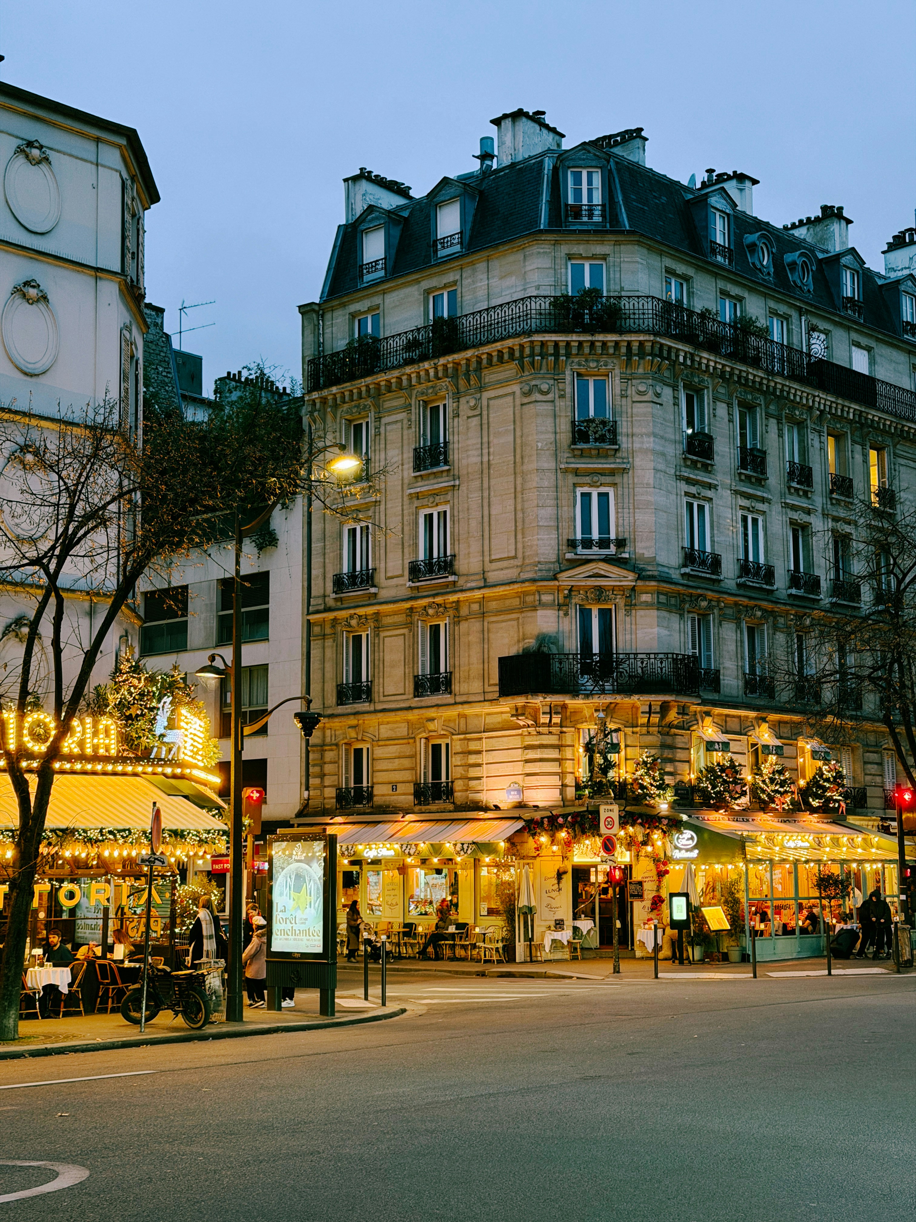 Evening Charm Along a Parisian Boulevard