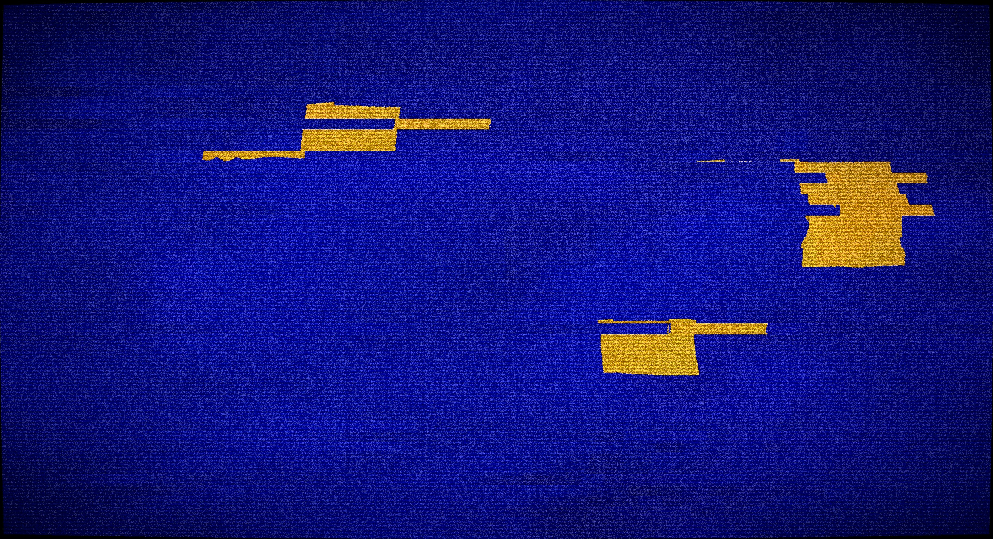 Yellow geometric shapes on a blue background photo – Free Abstract ...