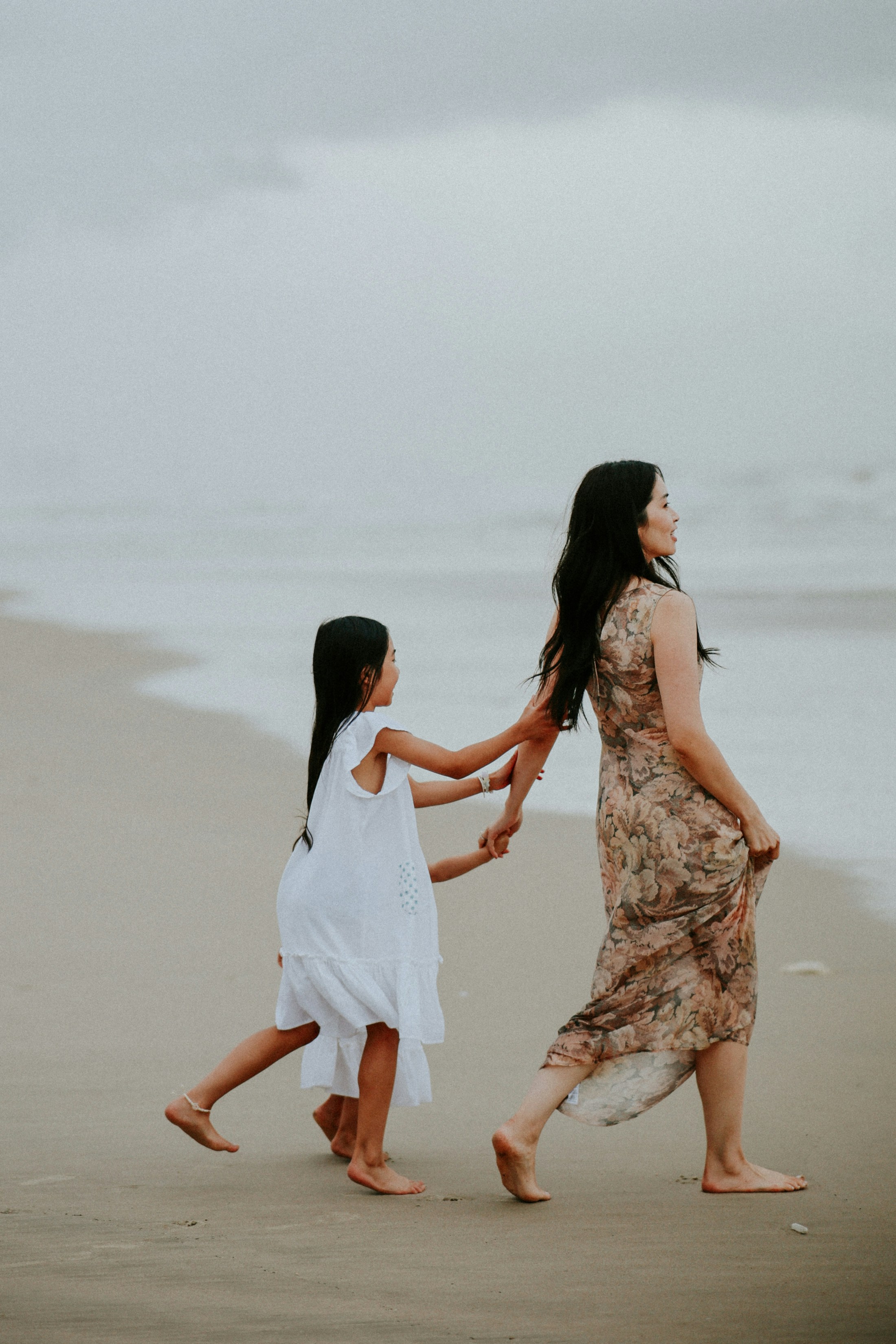 Two Walks Along the Tide: A Mother Leads, Daughter Follows