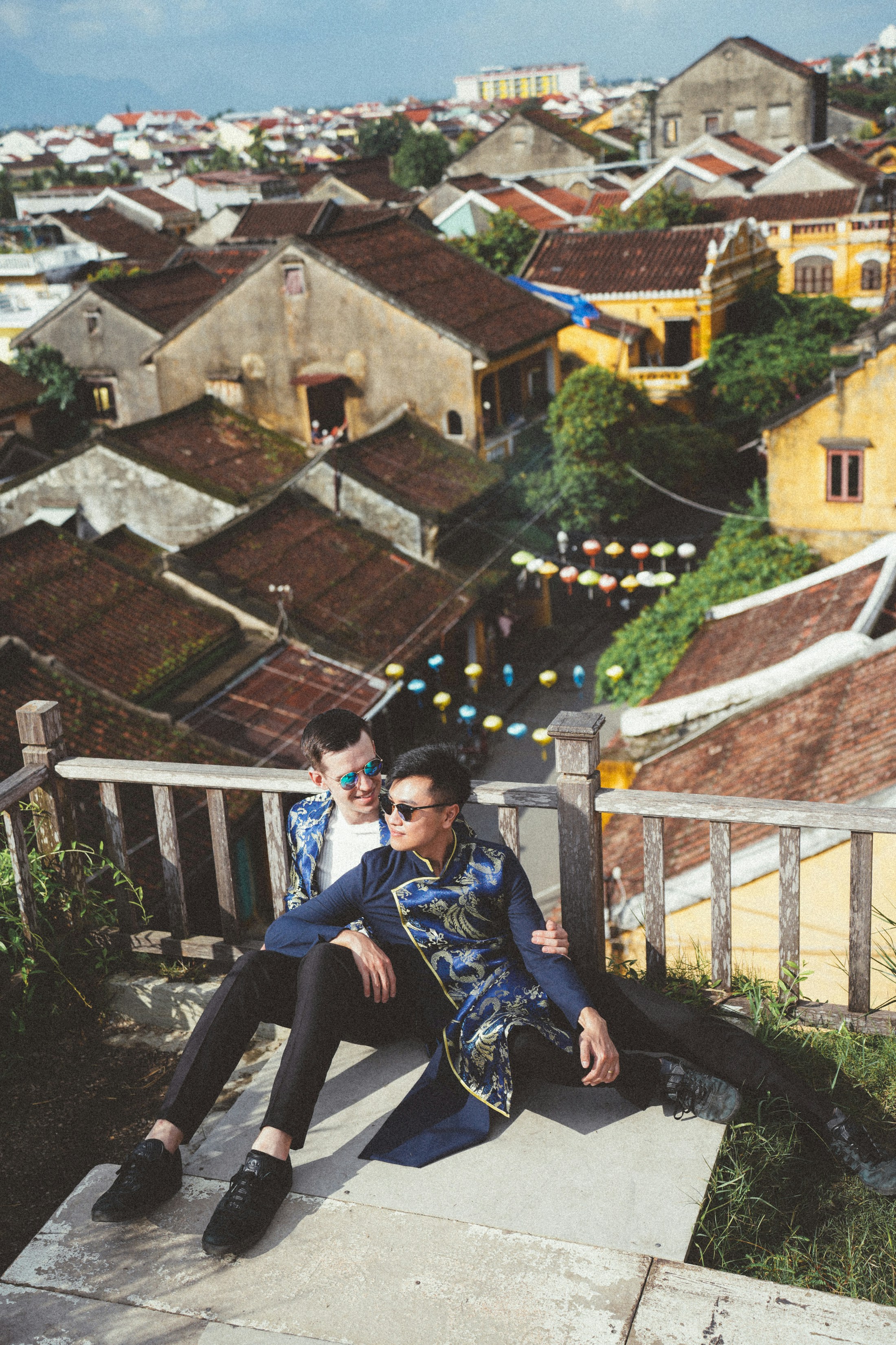 City Courtyard Companions in Colorful Attire