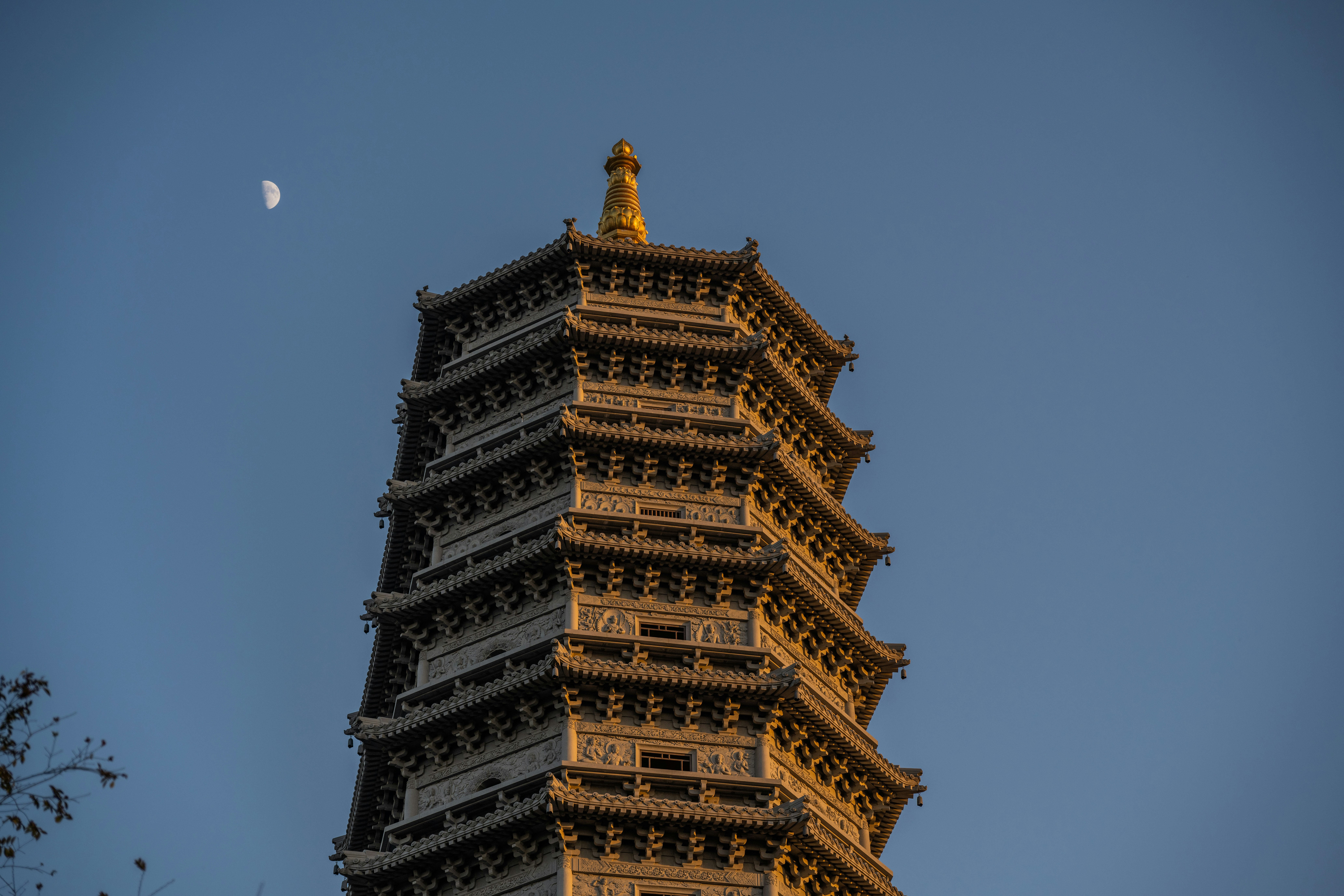 Golden Hour Pagoda Silhouette