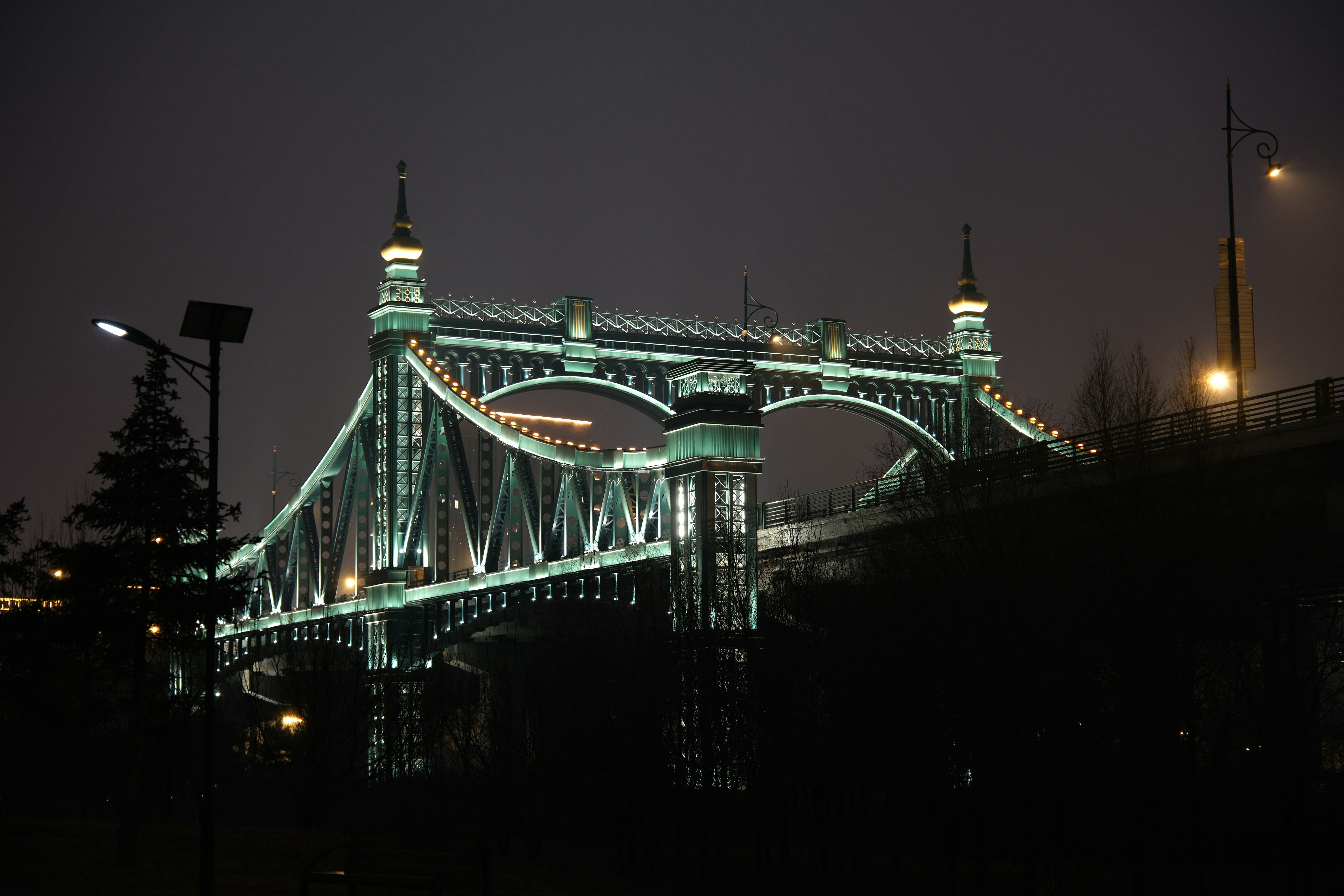 Moonlit Span: A Steel Arc Illuminates the Night