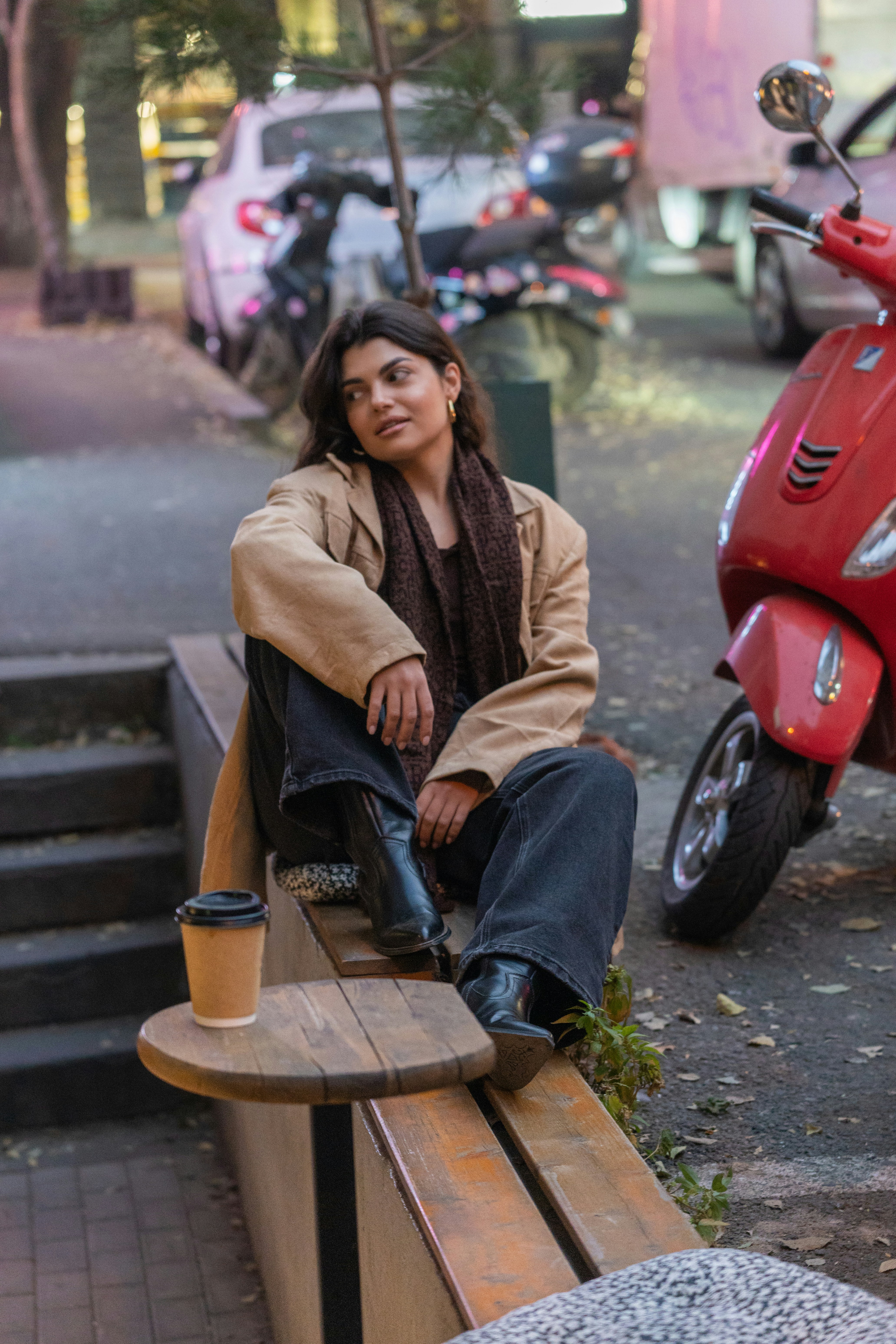 Cozy Street Portrait: A Moment of Quiet Amid City Motion