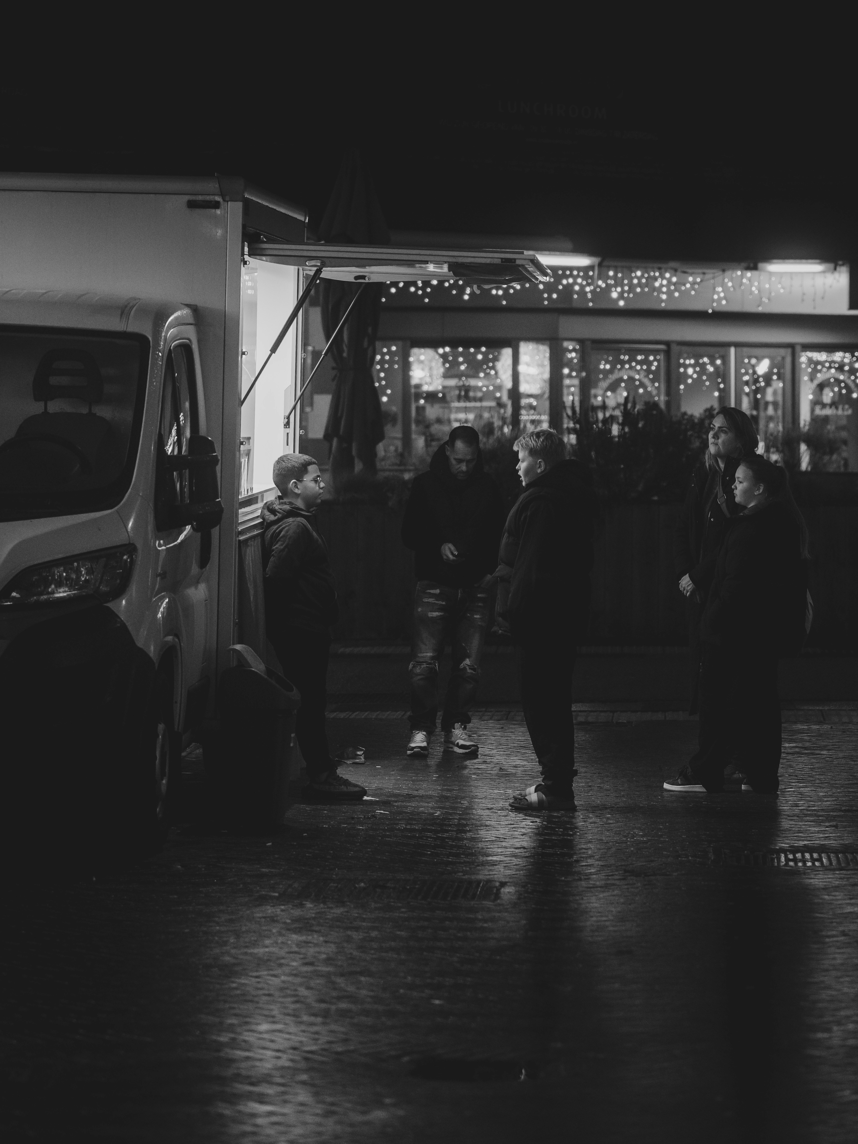 Midnight Queue: Faces in the Neon Glow