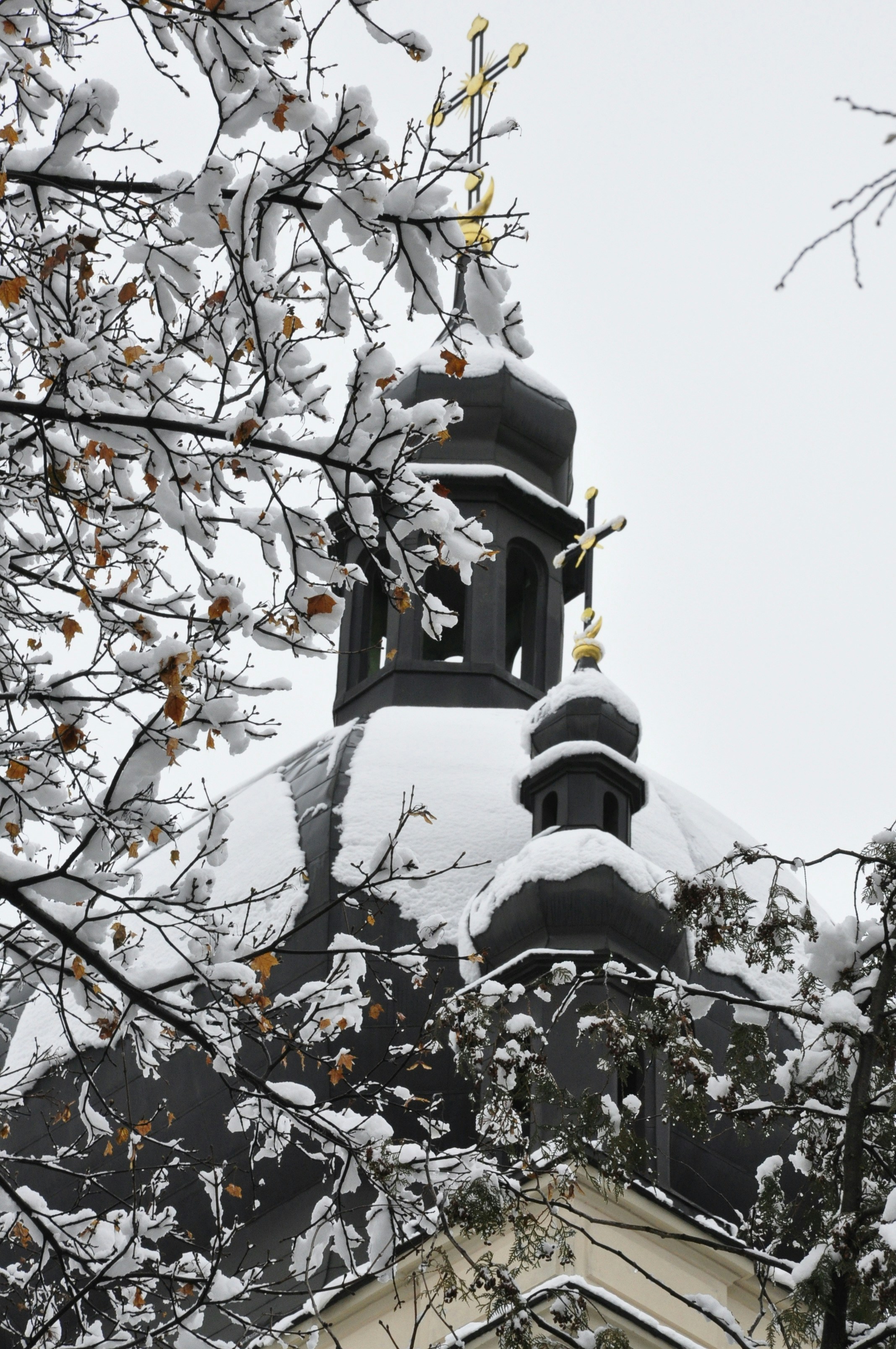 Snow-Kissed Dome: Winter Quiet Above the Quiet Village