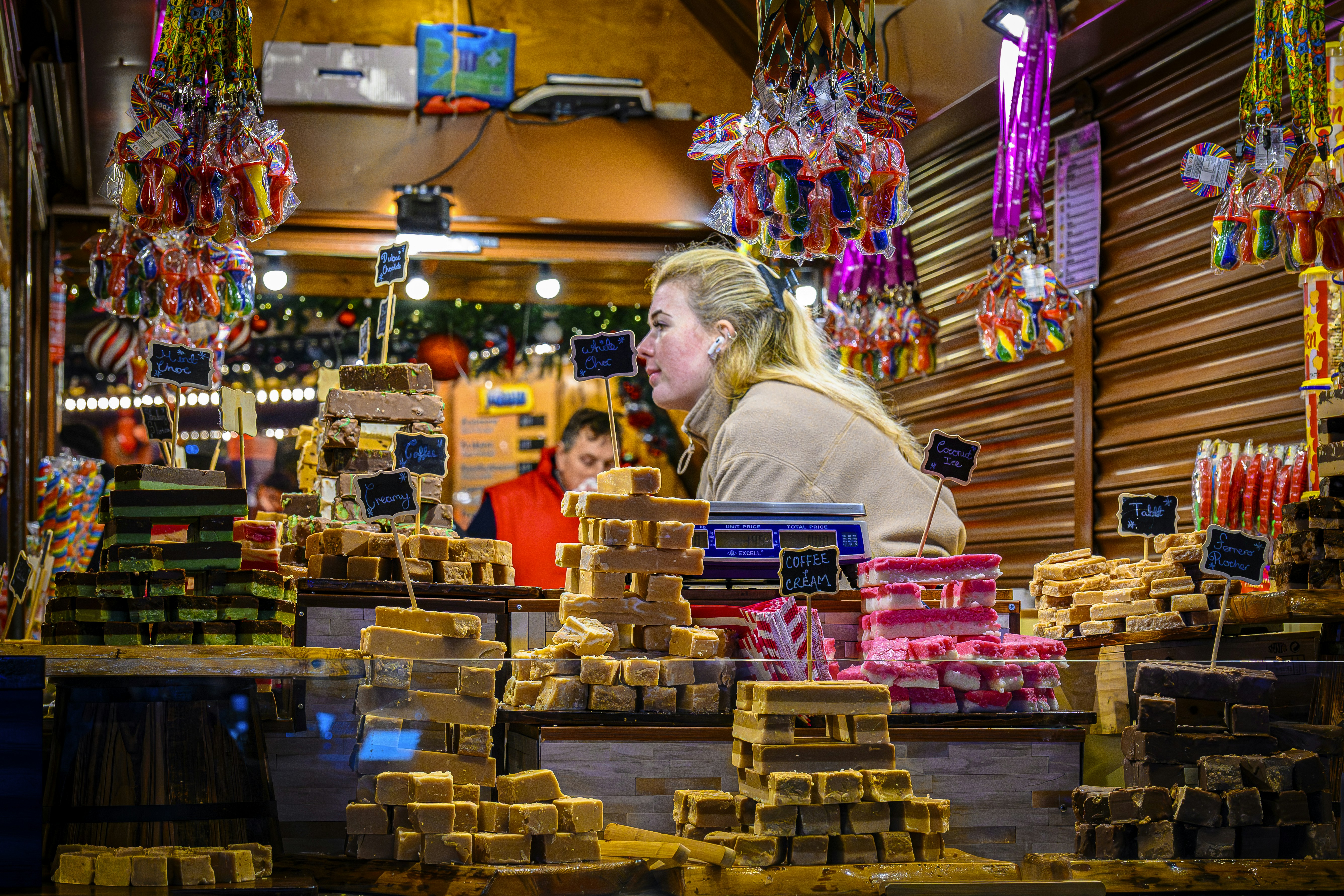 Candy, Chalk, and Cheer: Street Market Confections Under Woolen Lights
