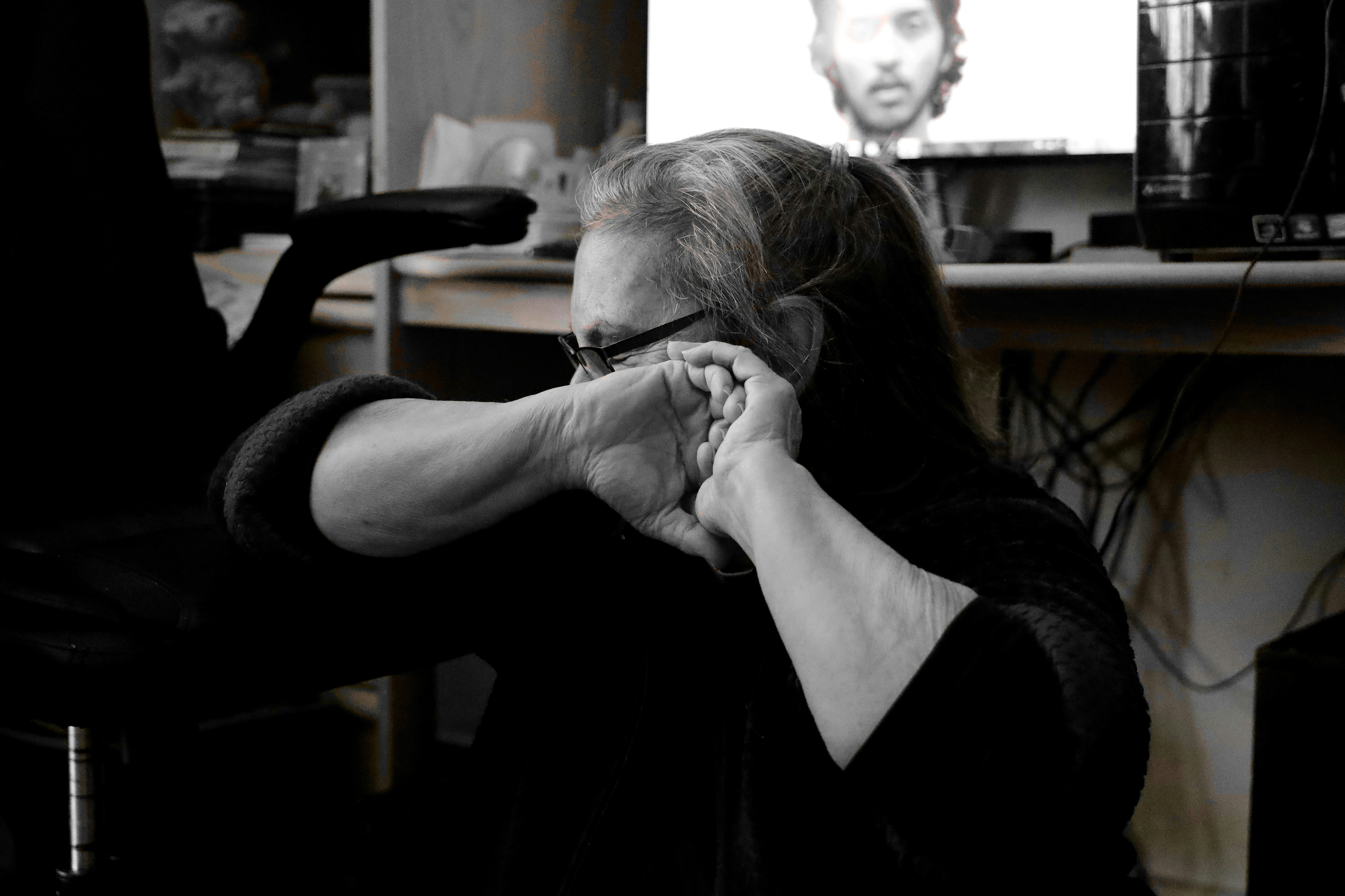 Carol surrounded by her treasures