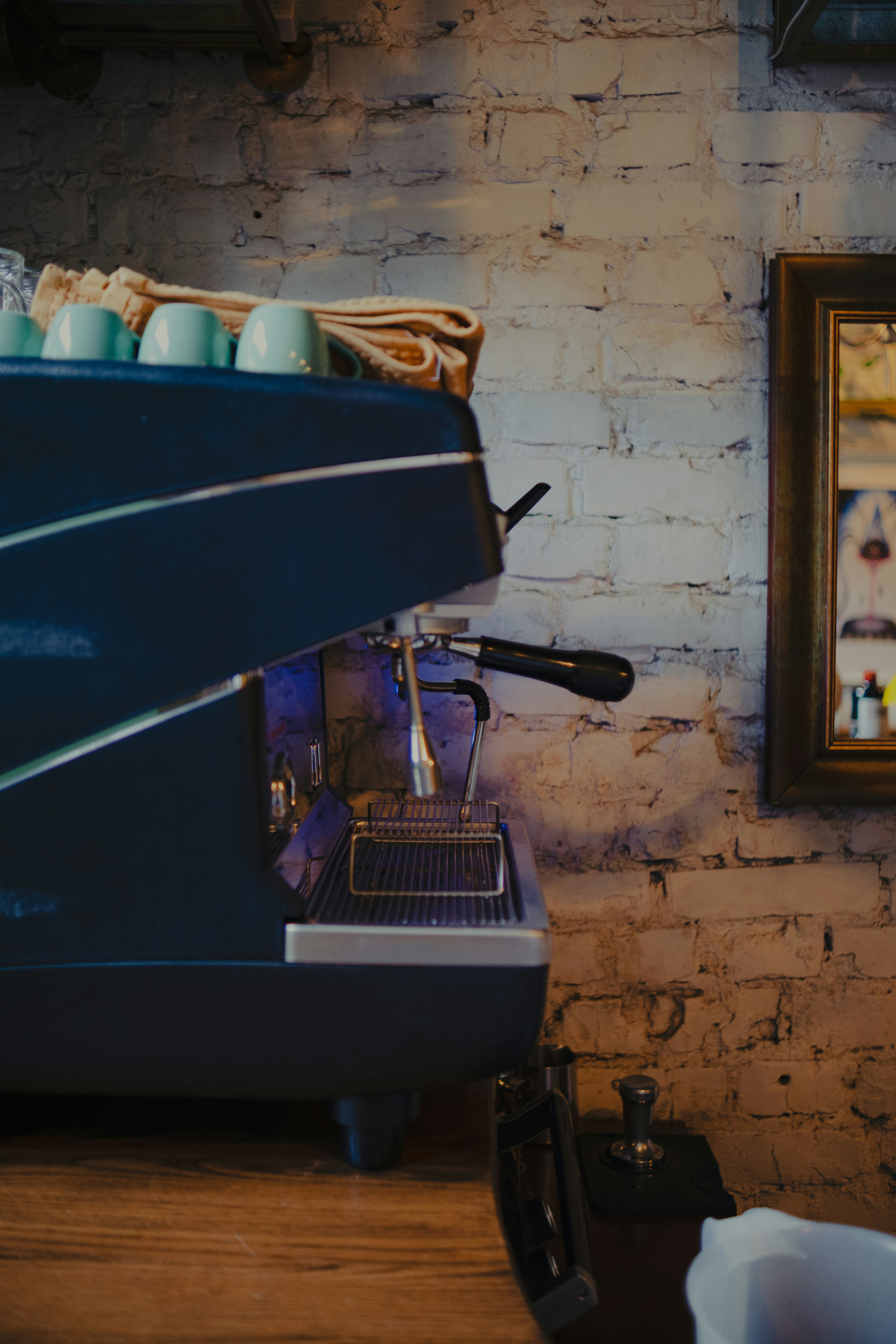 Steam and Steam: A Café Barista’s Corner in Soft Neon Light