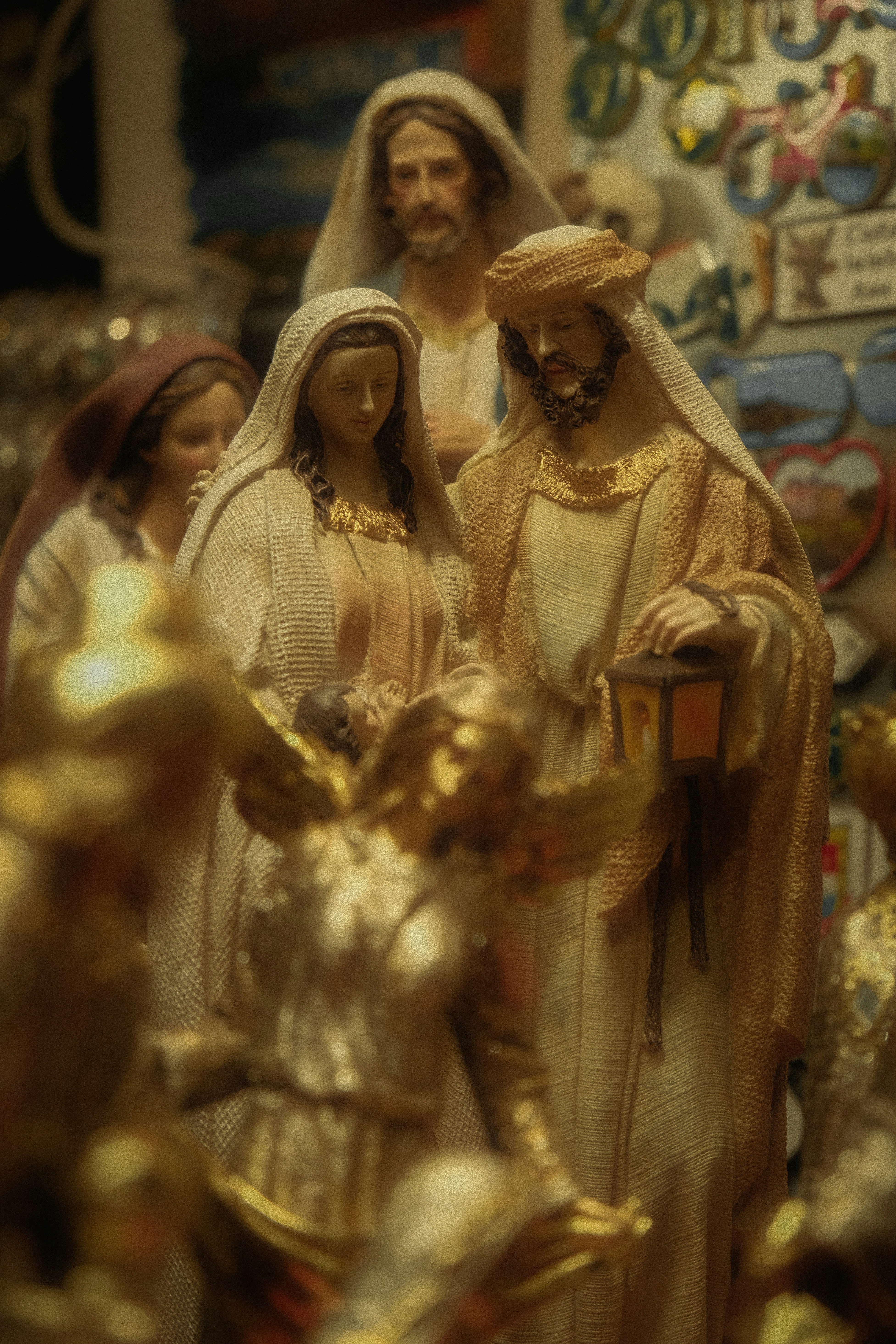 Manger Scene in a Dim Shop Window