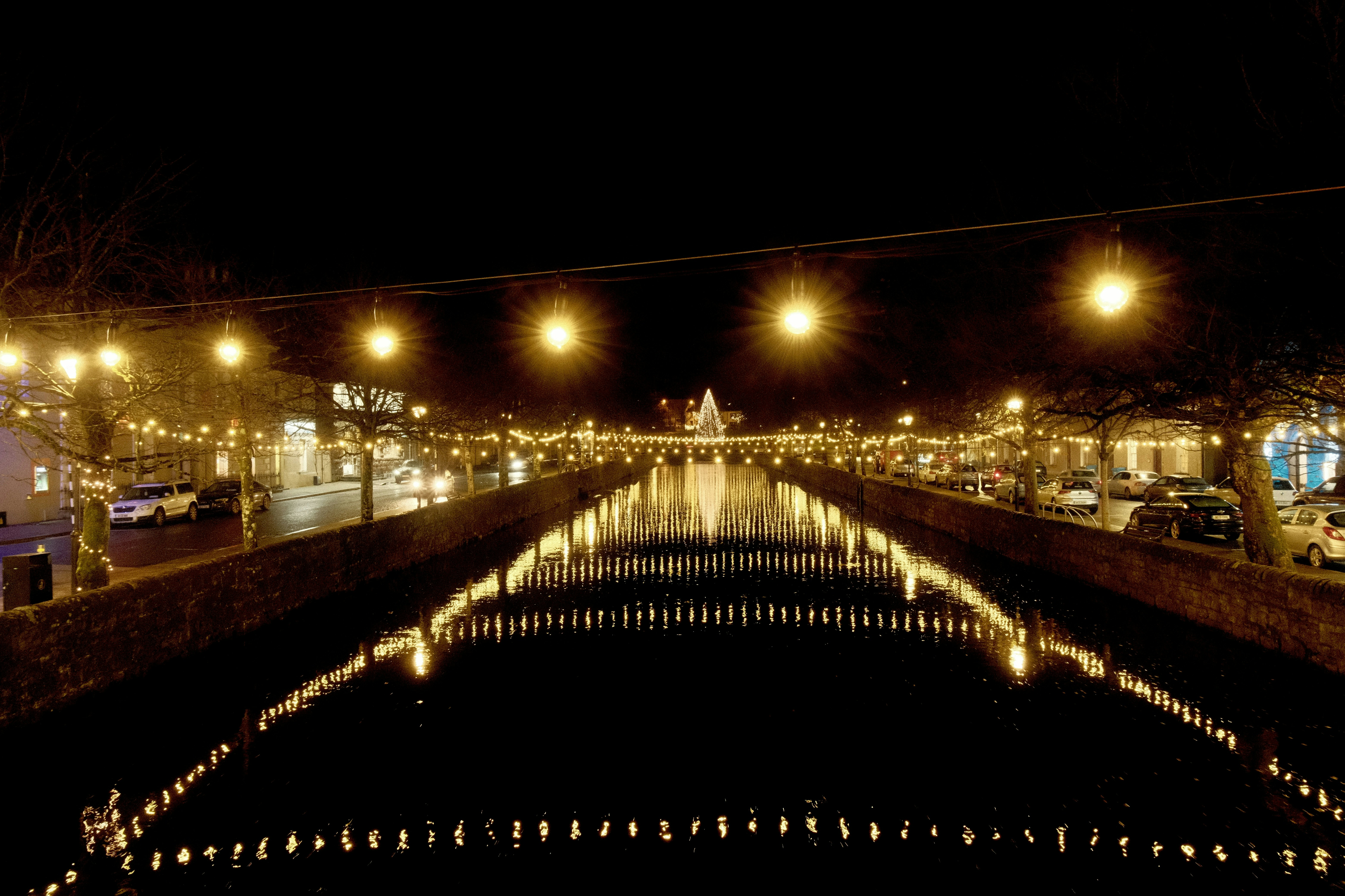 Lantern-lit Waterway: A Night Market of Reflections