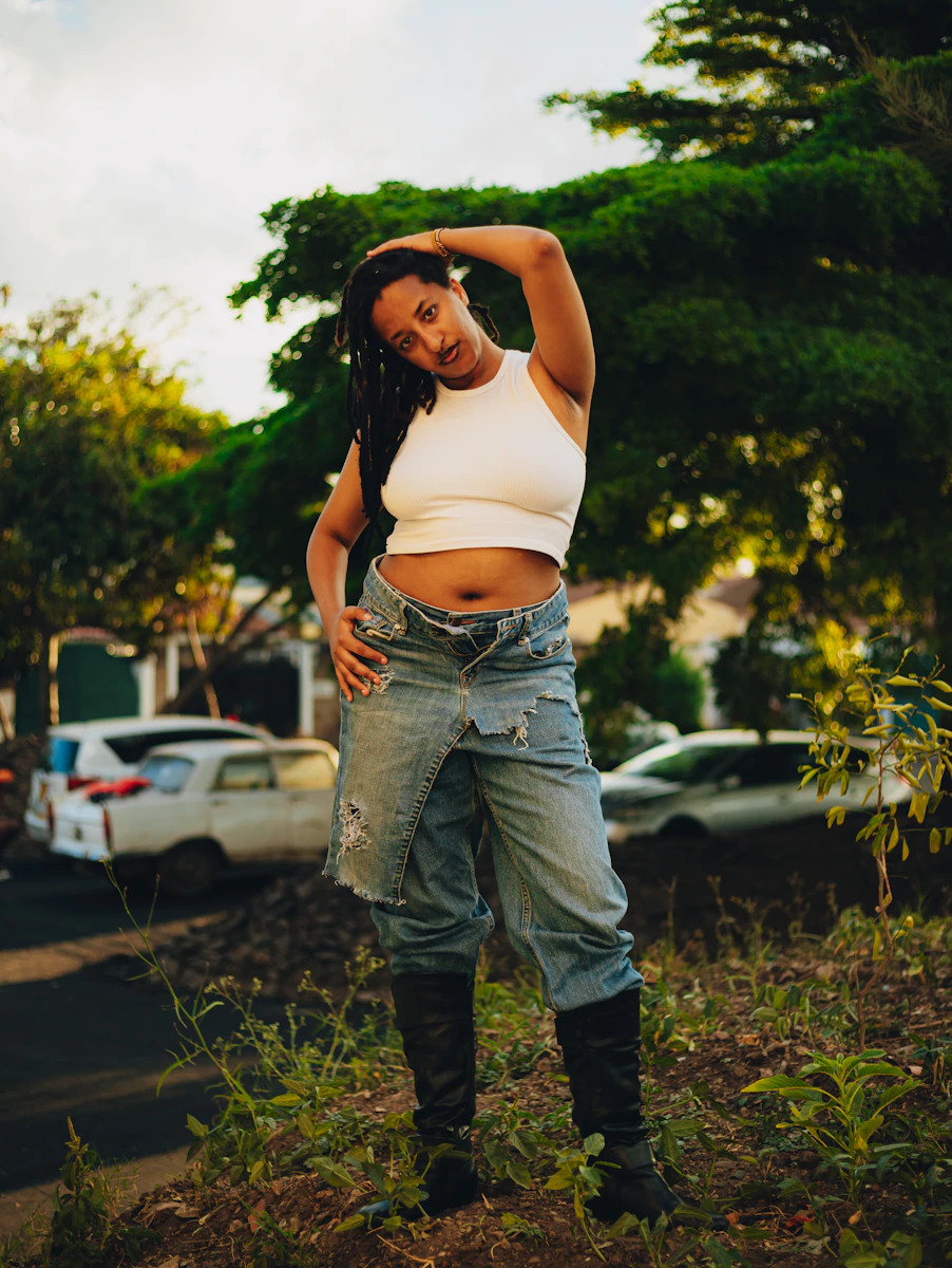 Urban Grace: A Confidence Pose in Sunset Light
