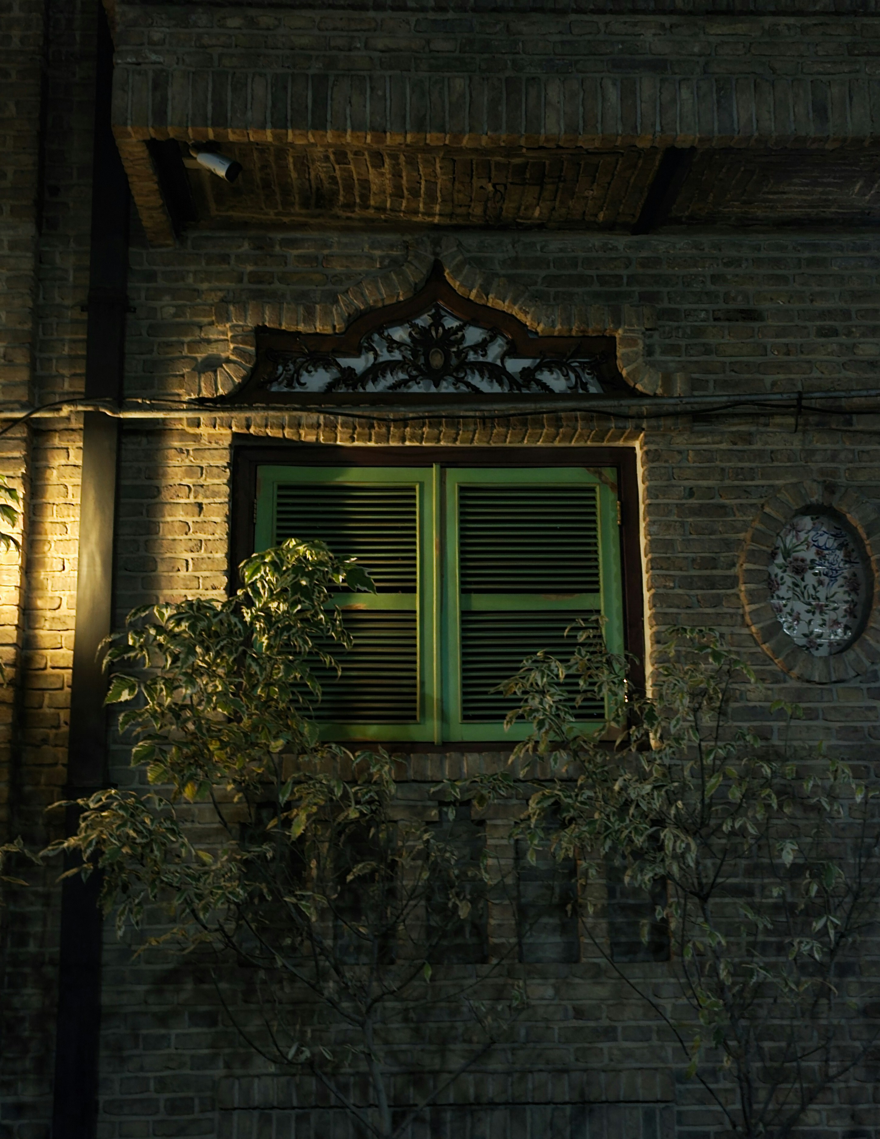 Vintage green window in old house
