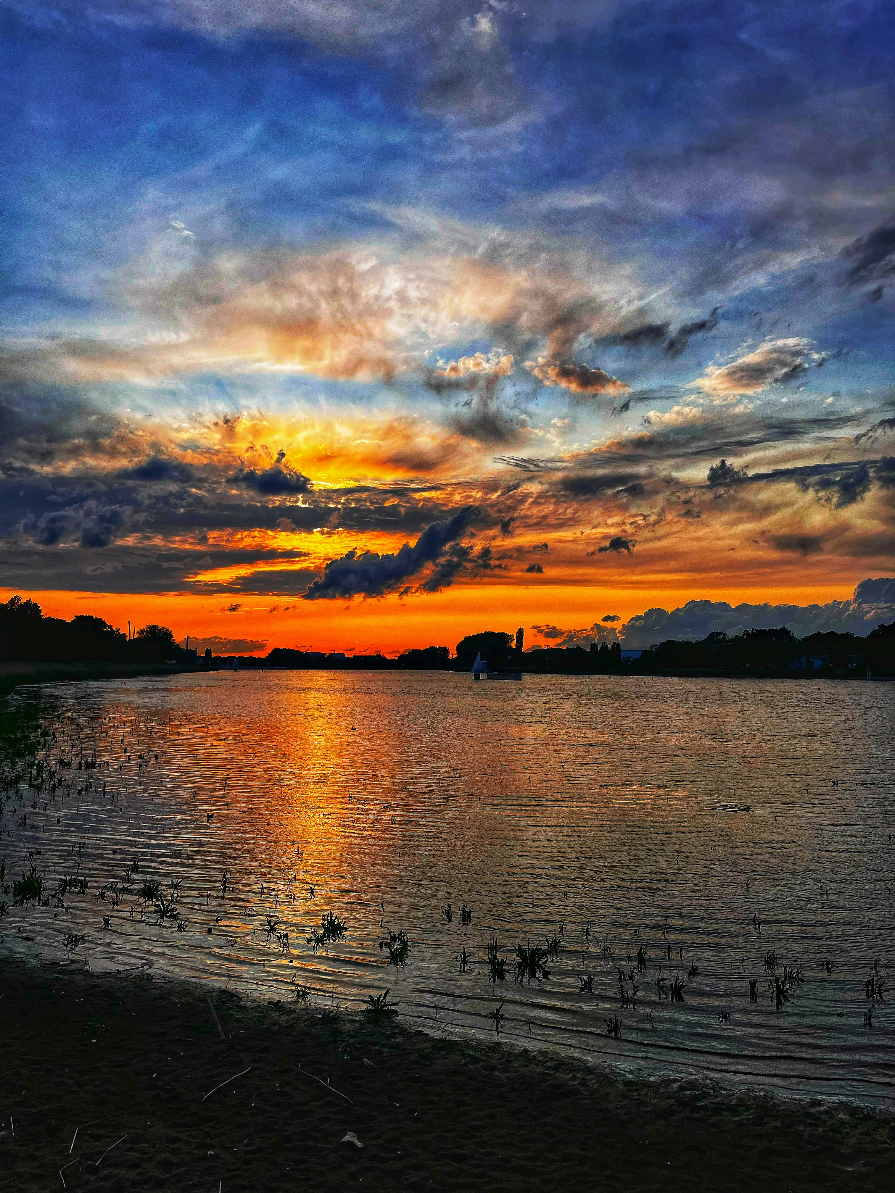 Sunset over Quiet Lake: Fire in the Sky