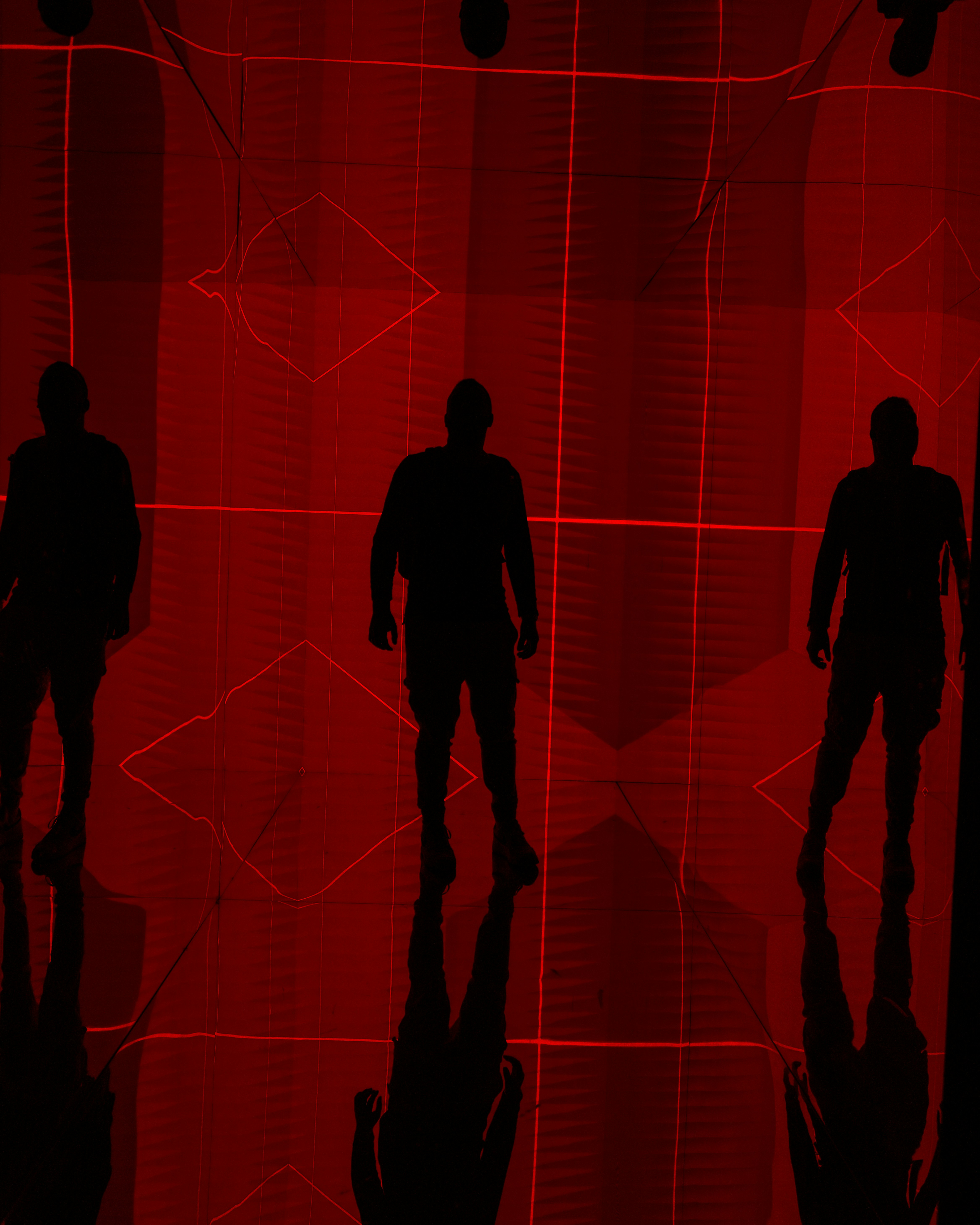 Silhouettes in a Neon Grid