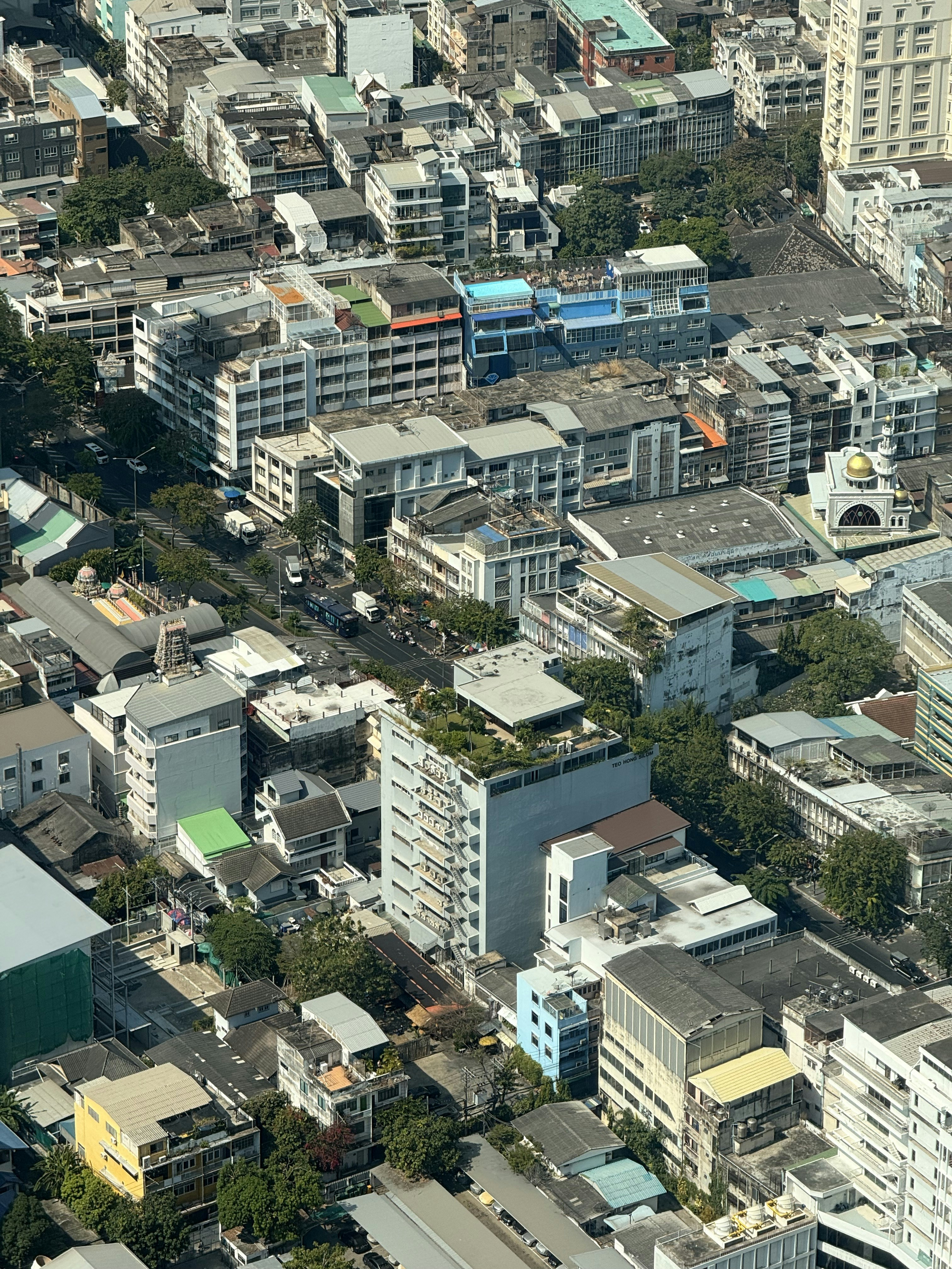 Aerial Grid of Drowsy Streets and Colorful Terraced Buildings