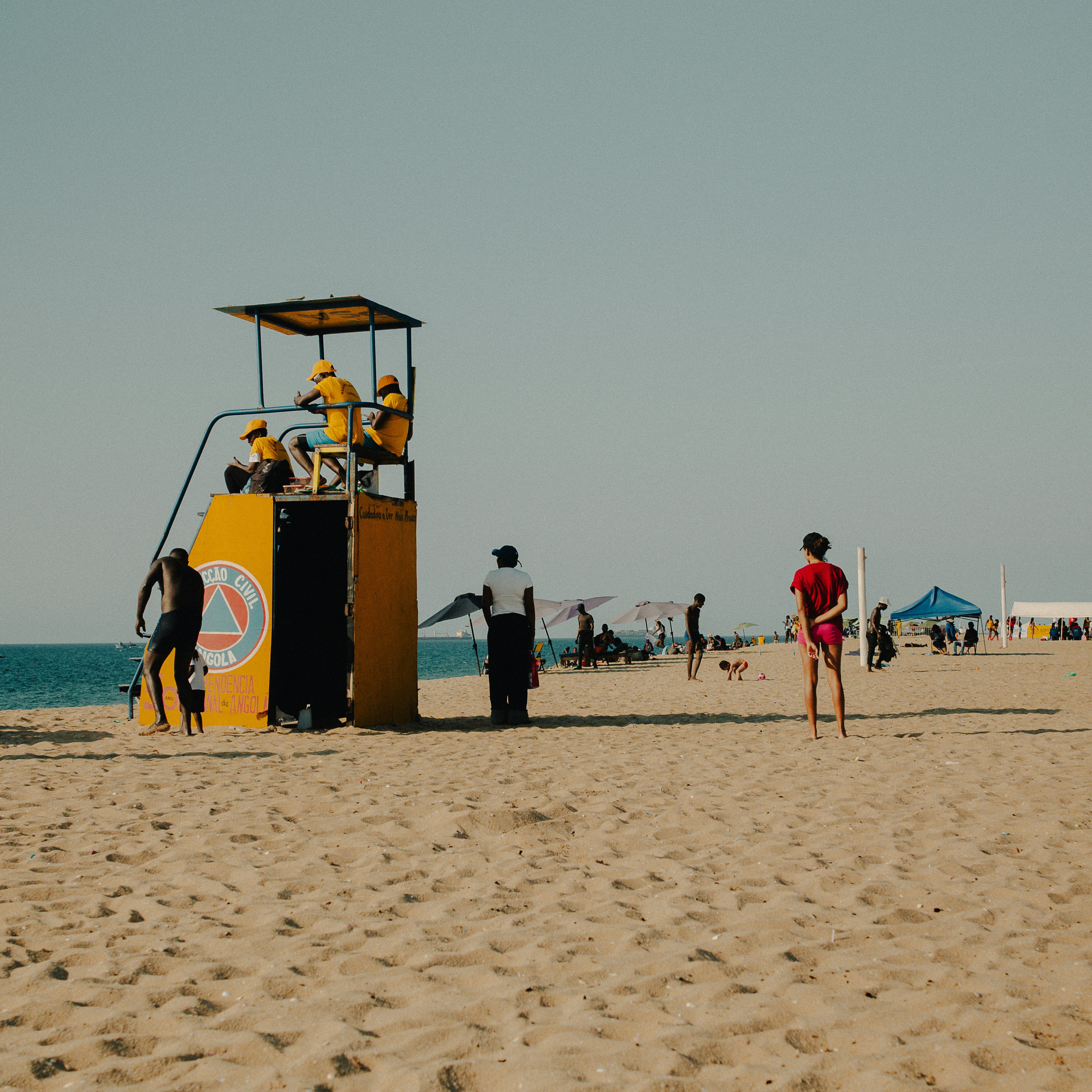 Lifeguard Stand at Distant Shoreline