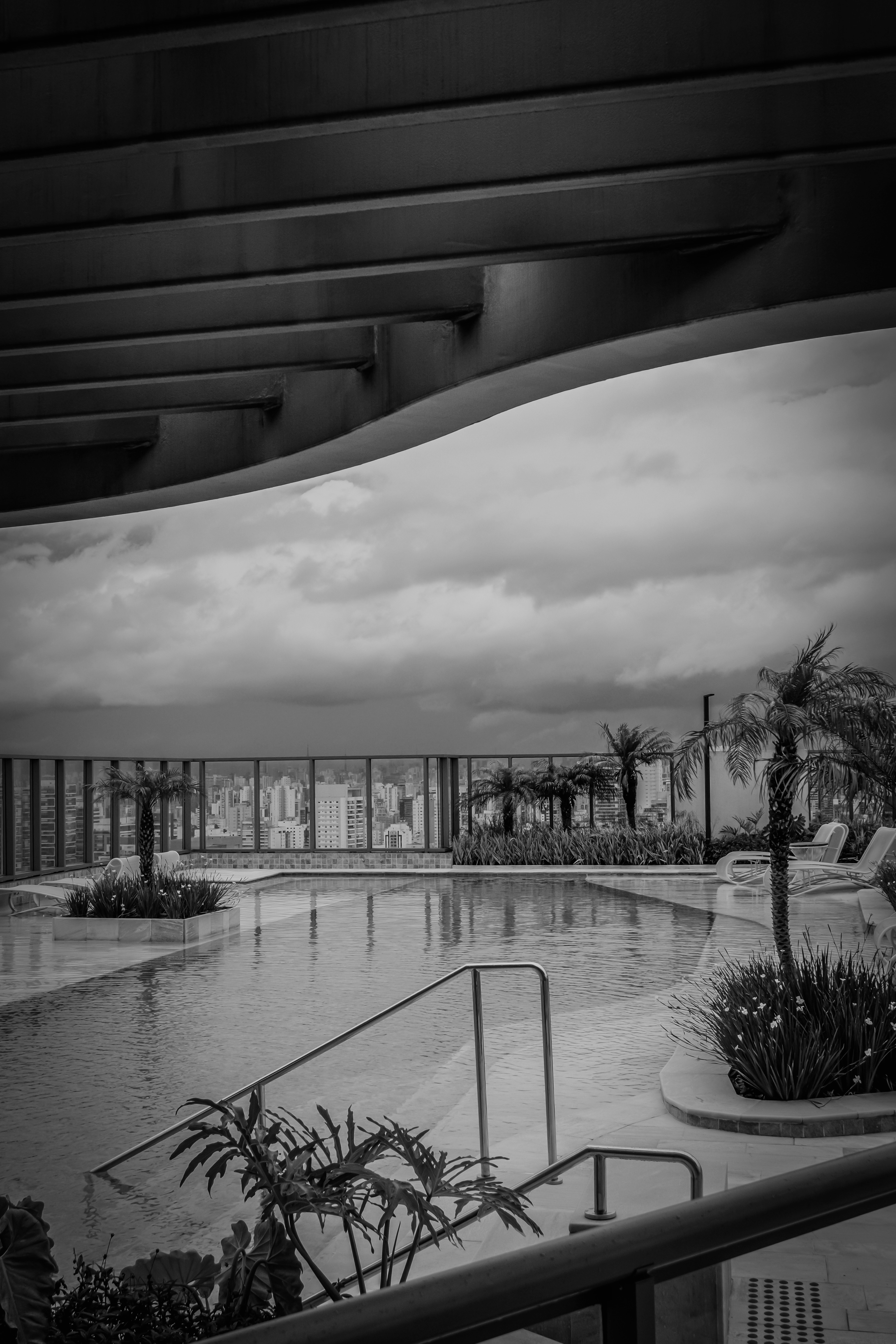 Shadowed Terrace Overlook at Dusk Pool