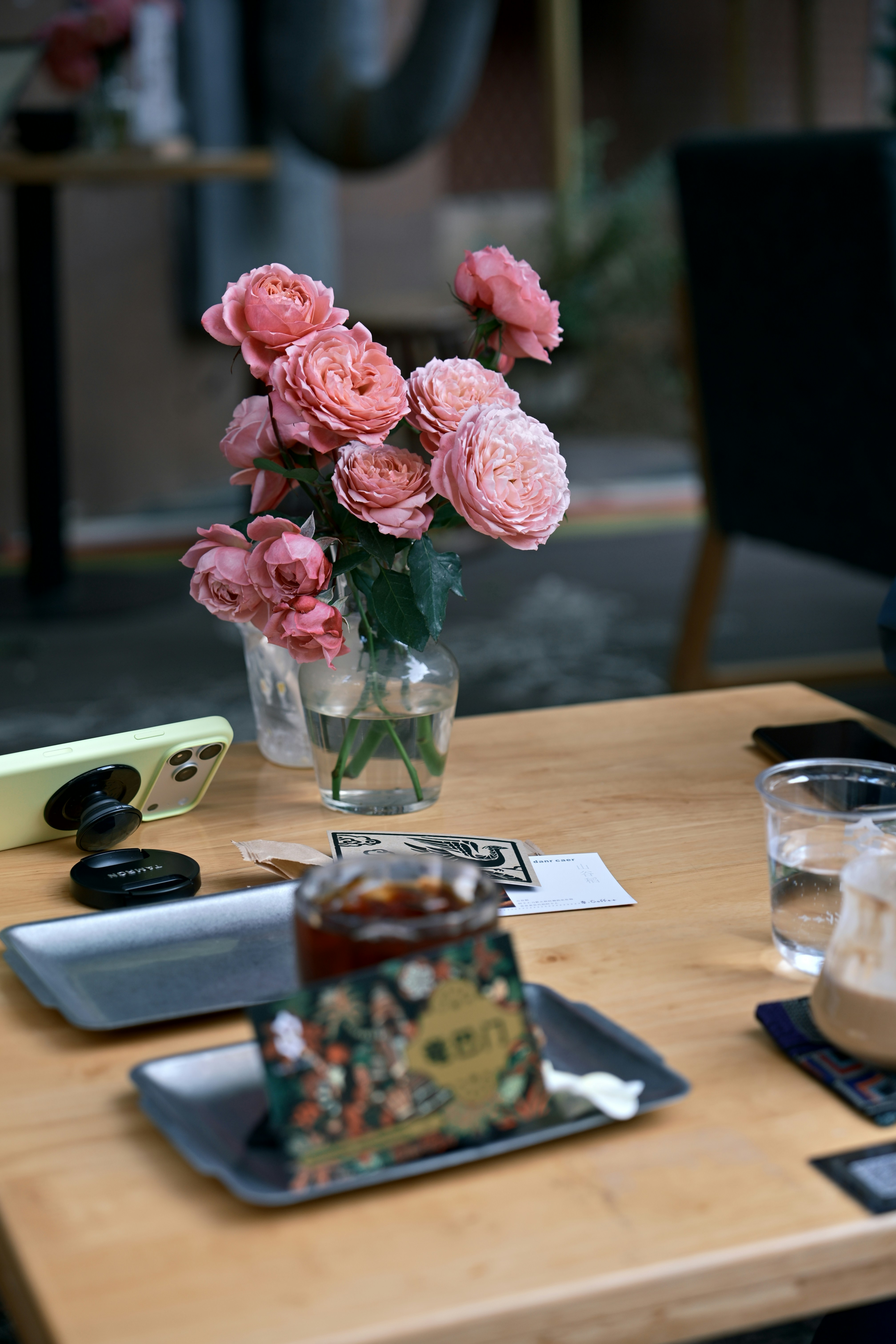 Pink Rose Still Life on a Coffee Table