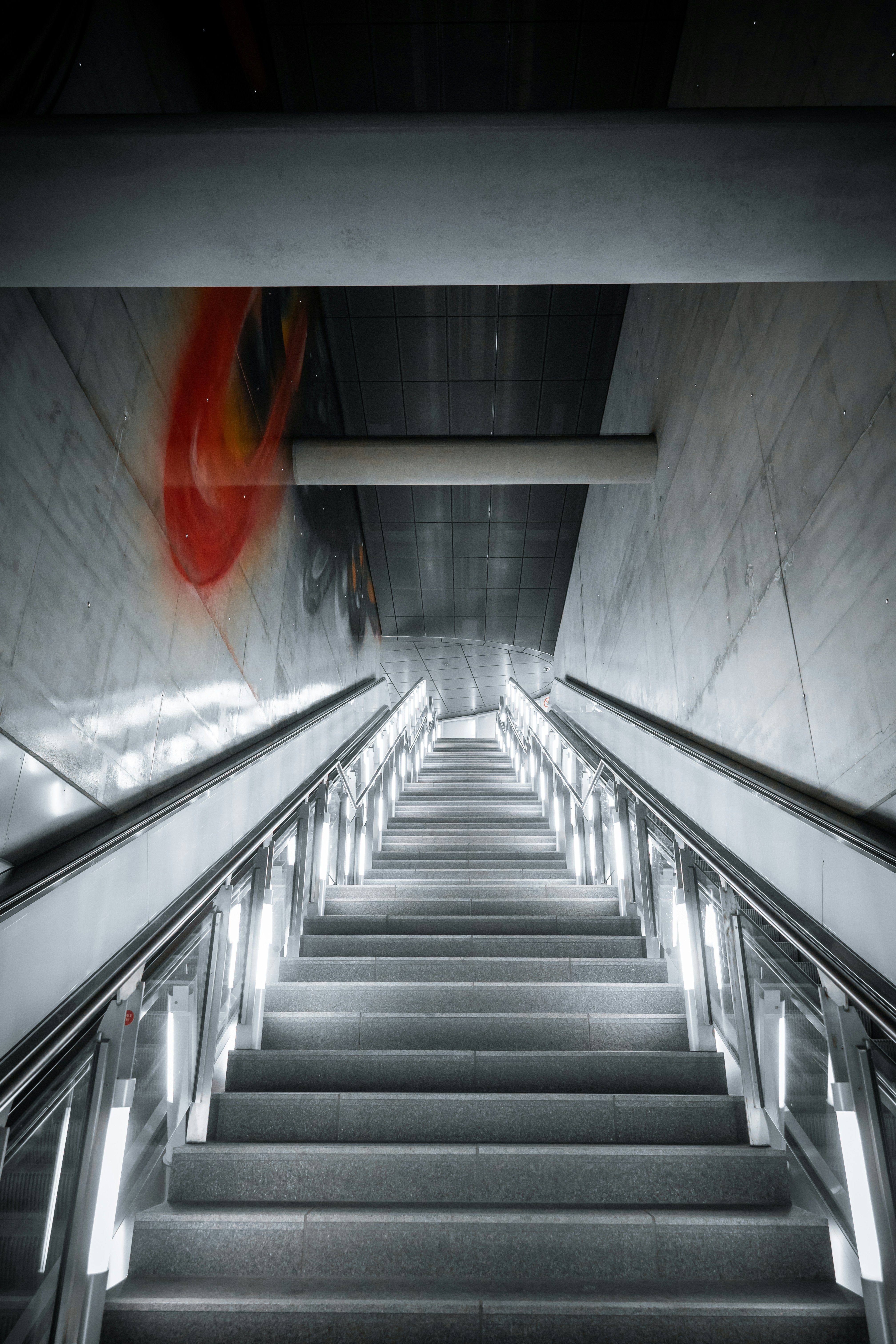 Modern escalator leading upwards in a station. photo – Free Travel ...