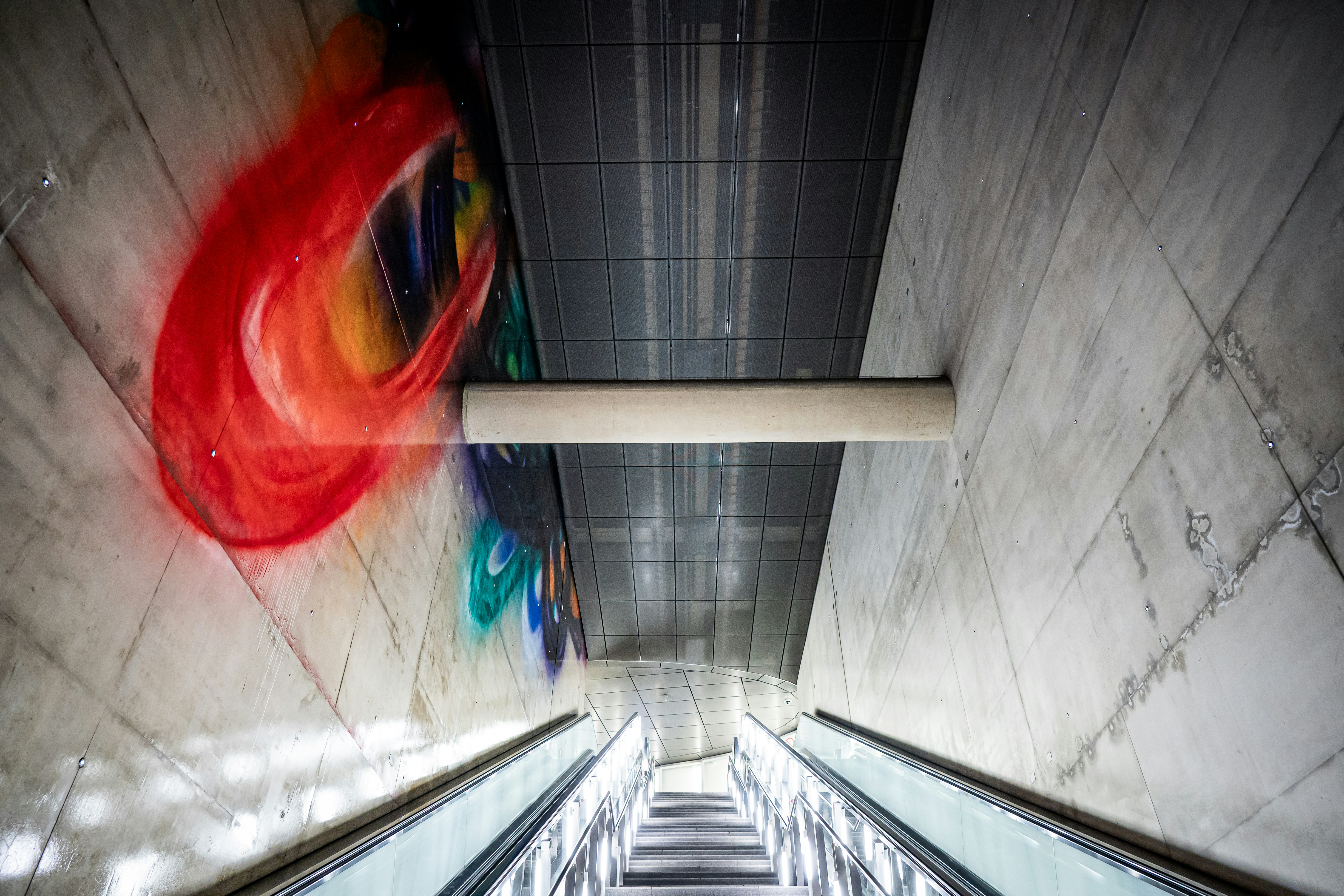 Motion through the Underground: Red Blur on an Escalator