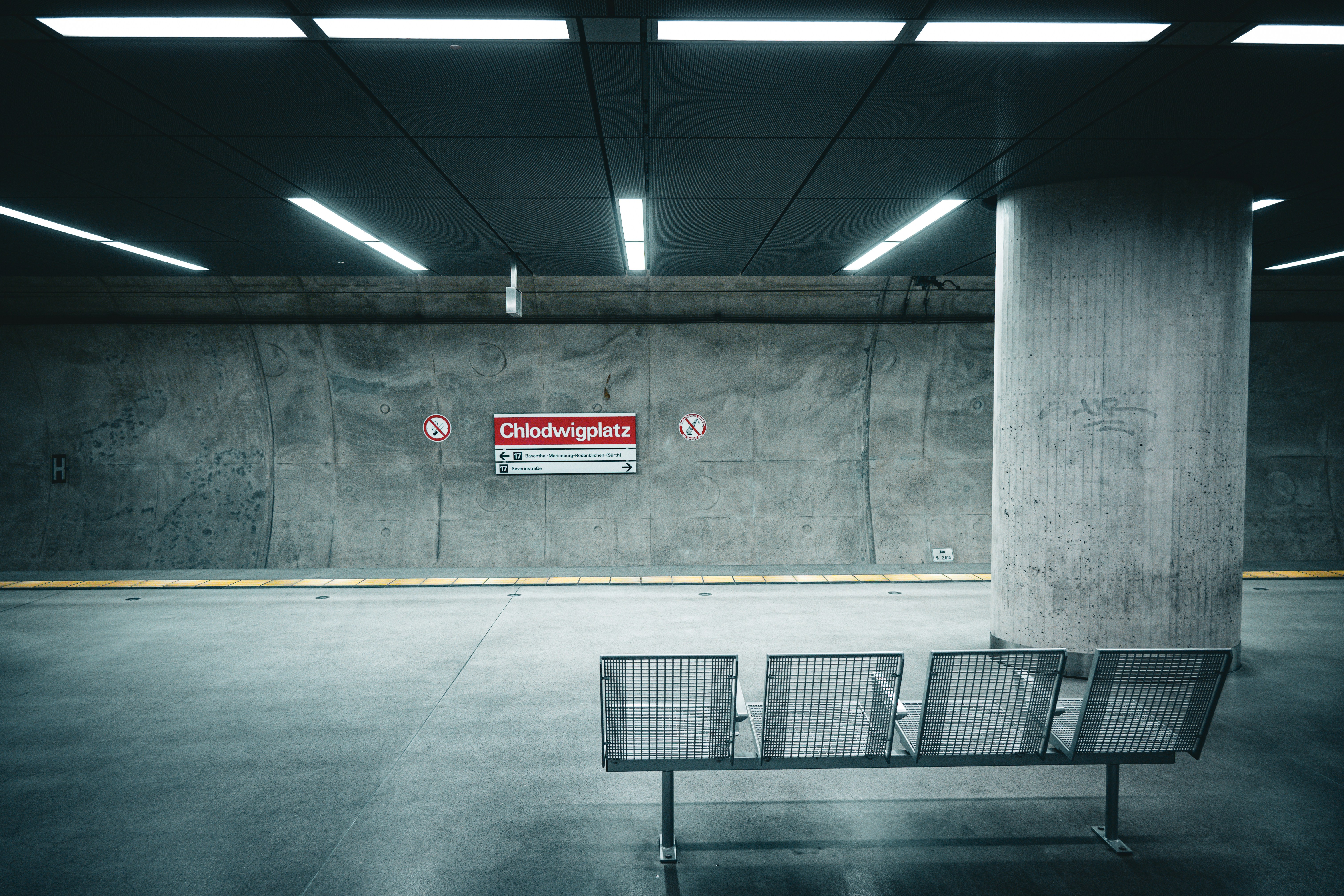 Midday Silence at the Platform: An Empty Berlin-style Subterranean Stop