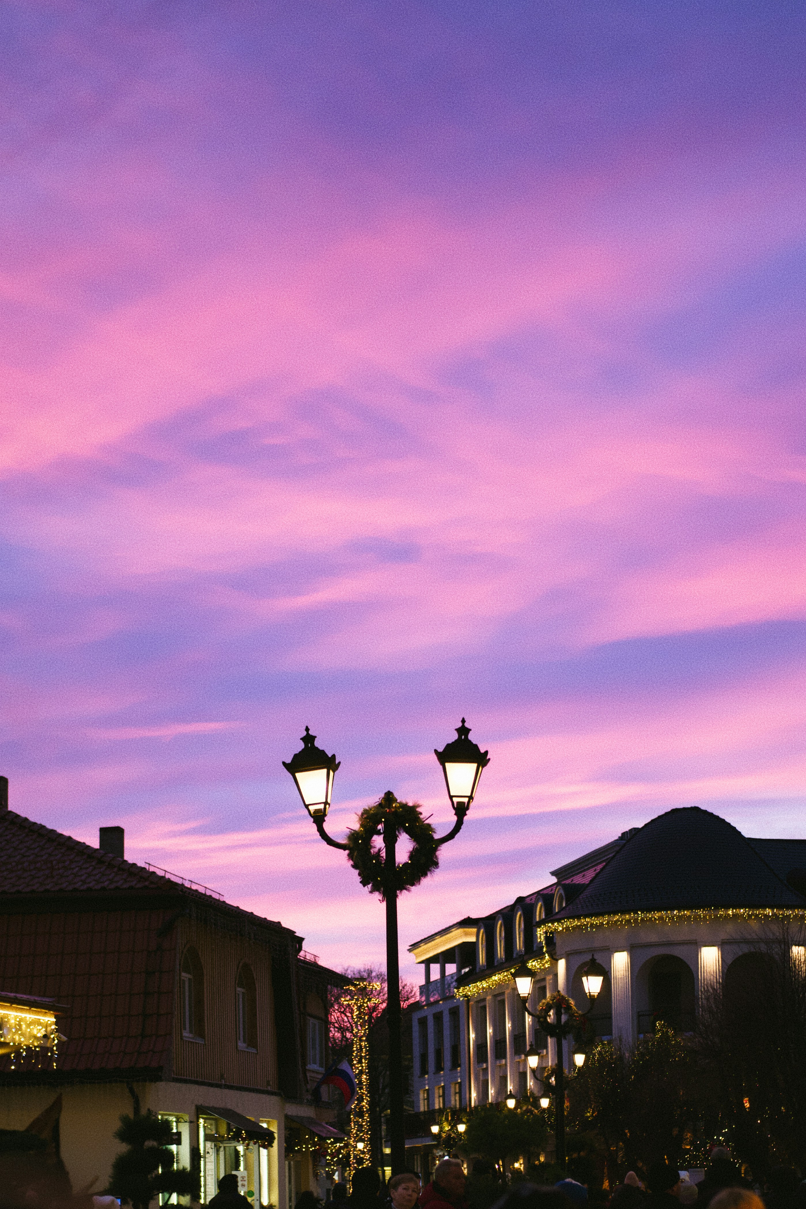 Twilight Lanterns Over a Cozy Main Street