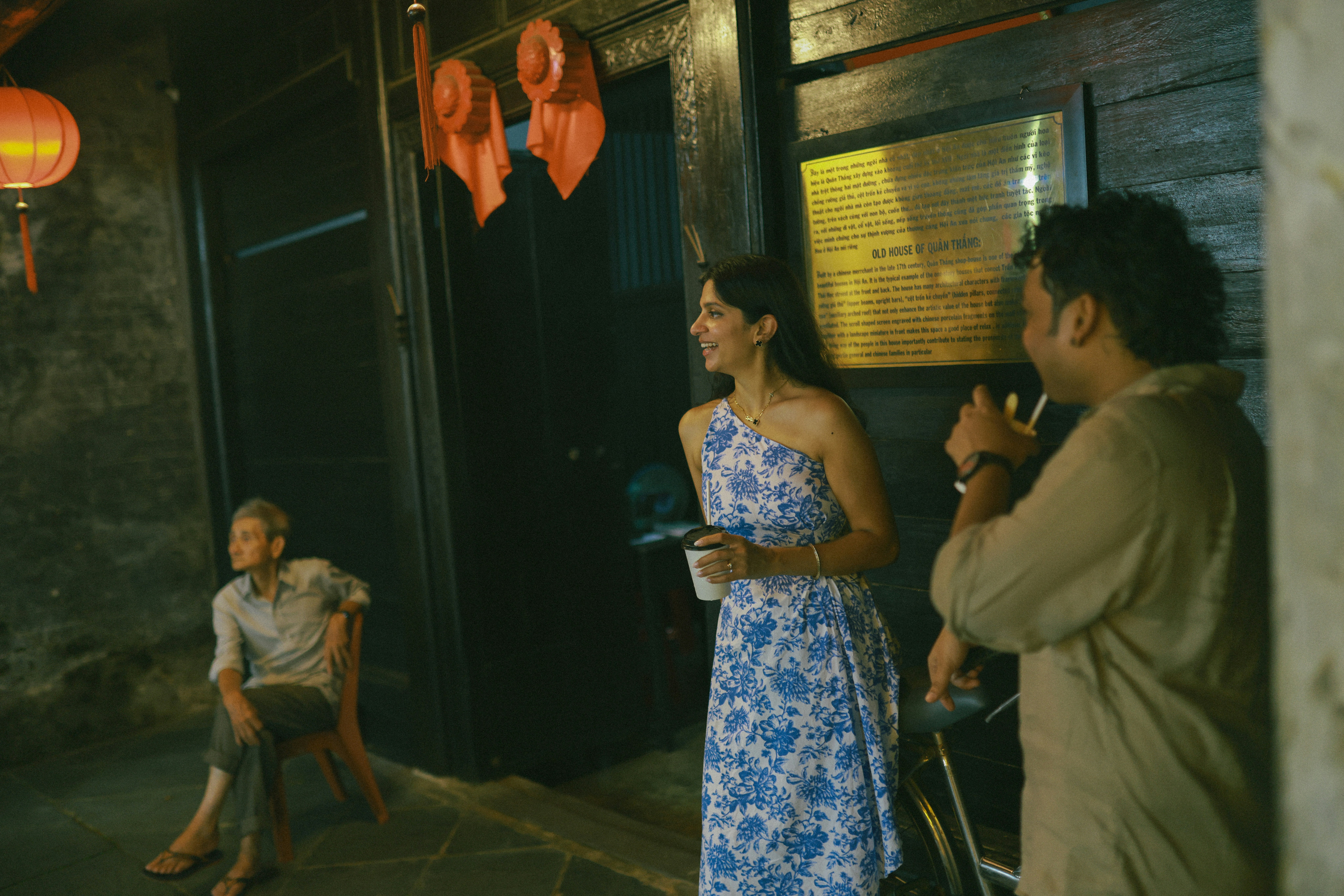 Midnight Terrace: A Quiet Portrait in Blue and Neon